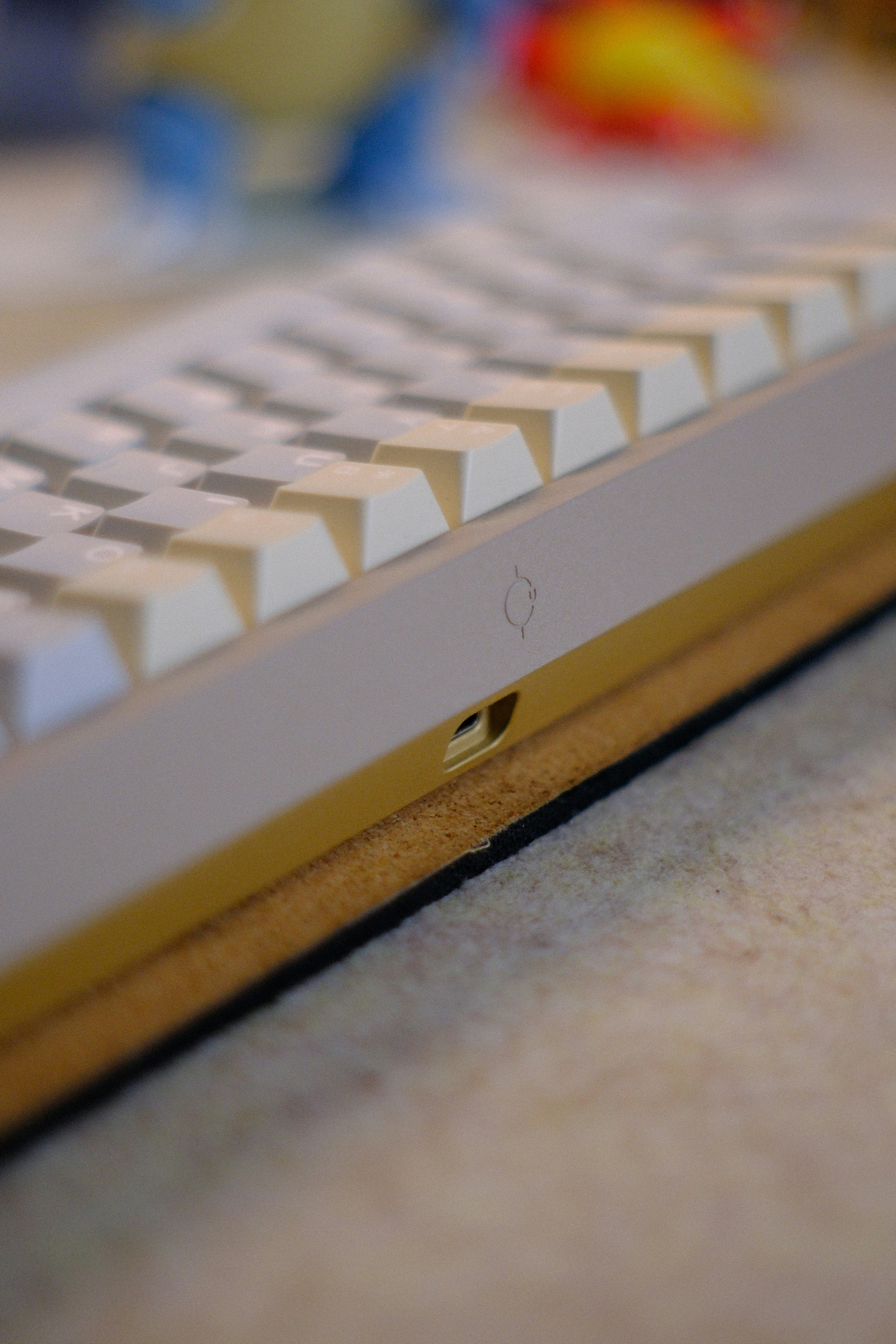 Keybed in Focus: A Close-Up of the Classic Keyboard on a Soft-Blurred Surface
