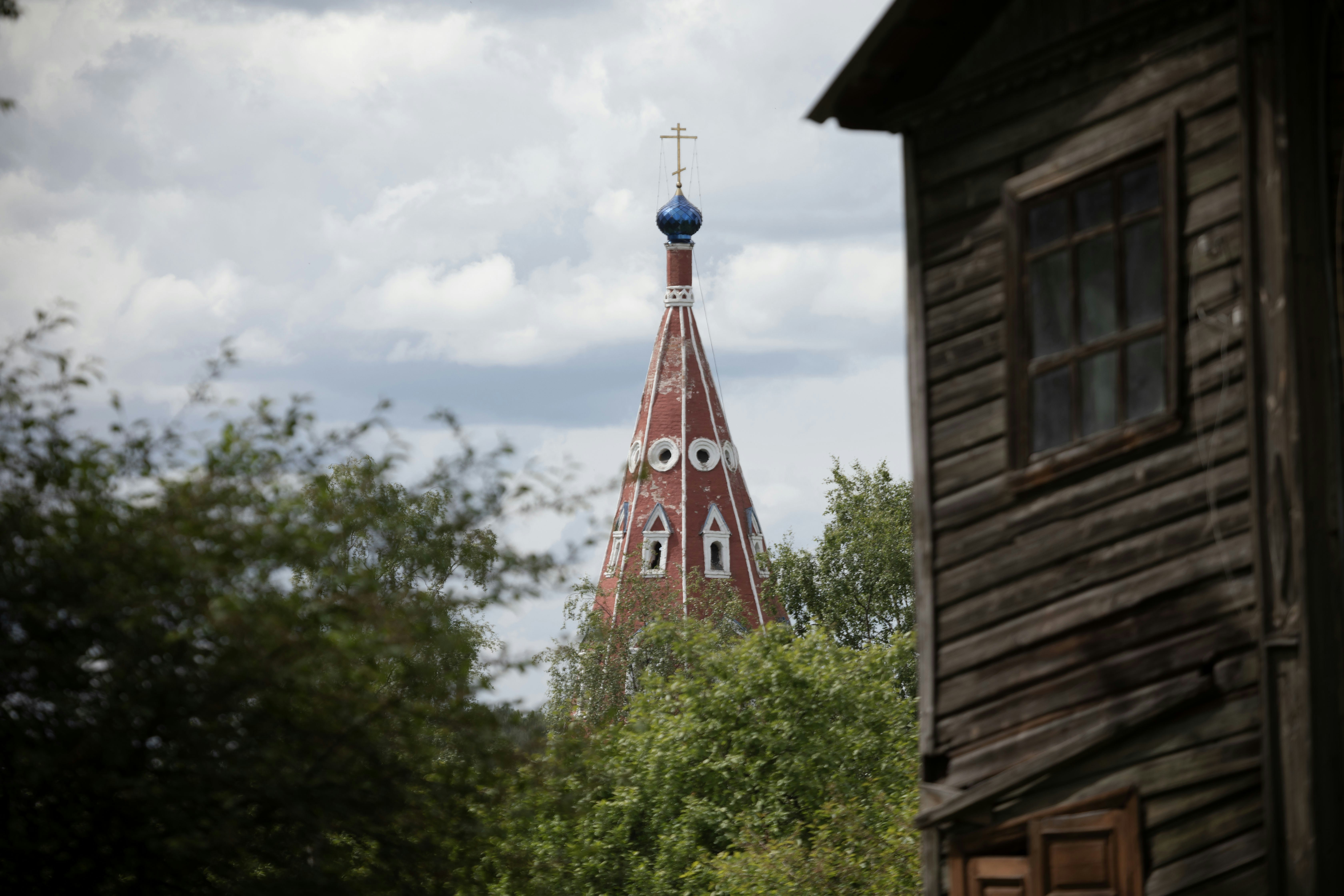 Courtyard View: Onion Dome against Weathered Timber