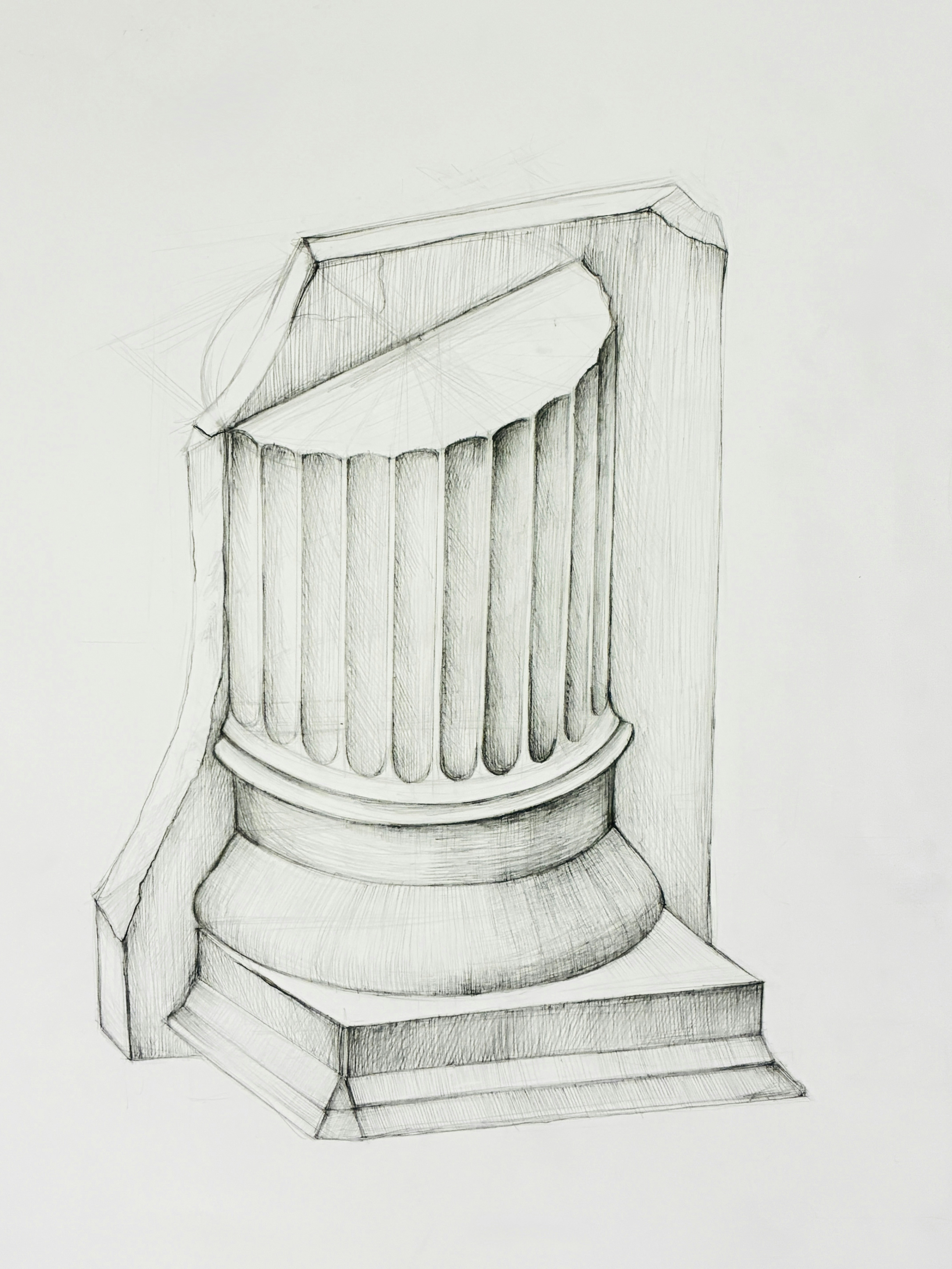 Pillar of Curved Lines: A Classical Column Sketch