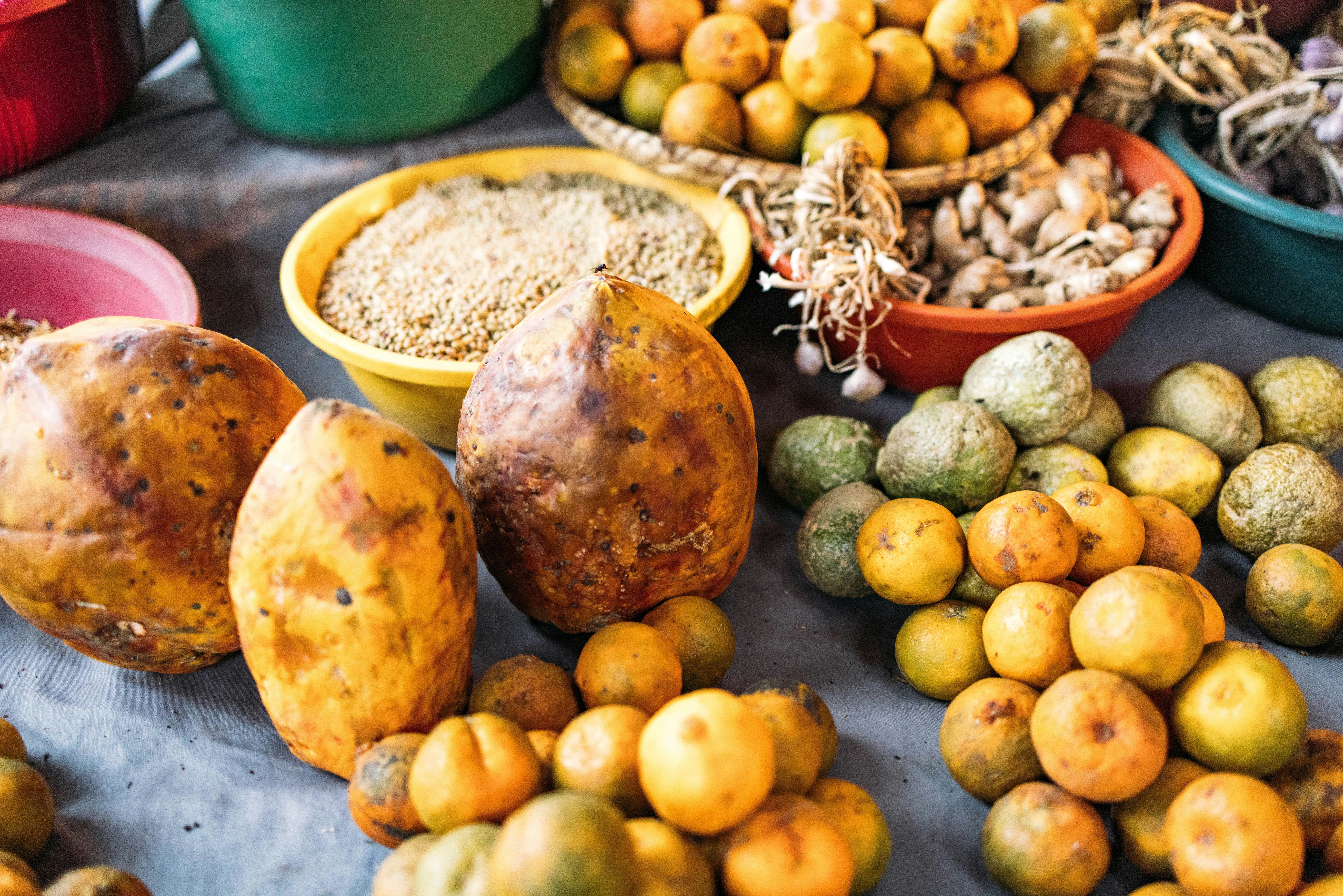 Vibrant Market Harvest: A Bountiful Display of Tropical Fruits