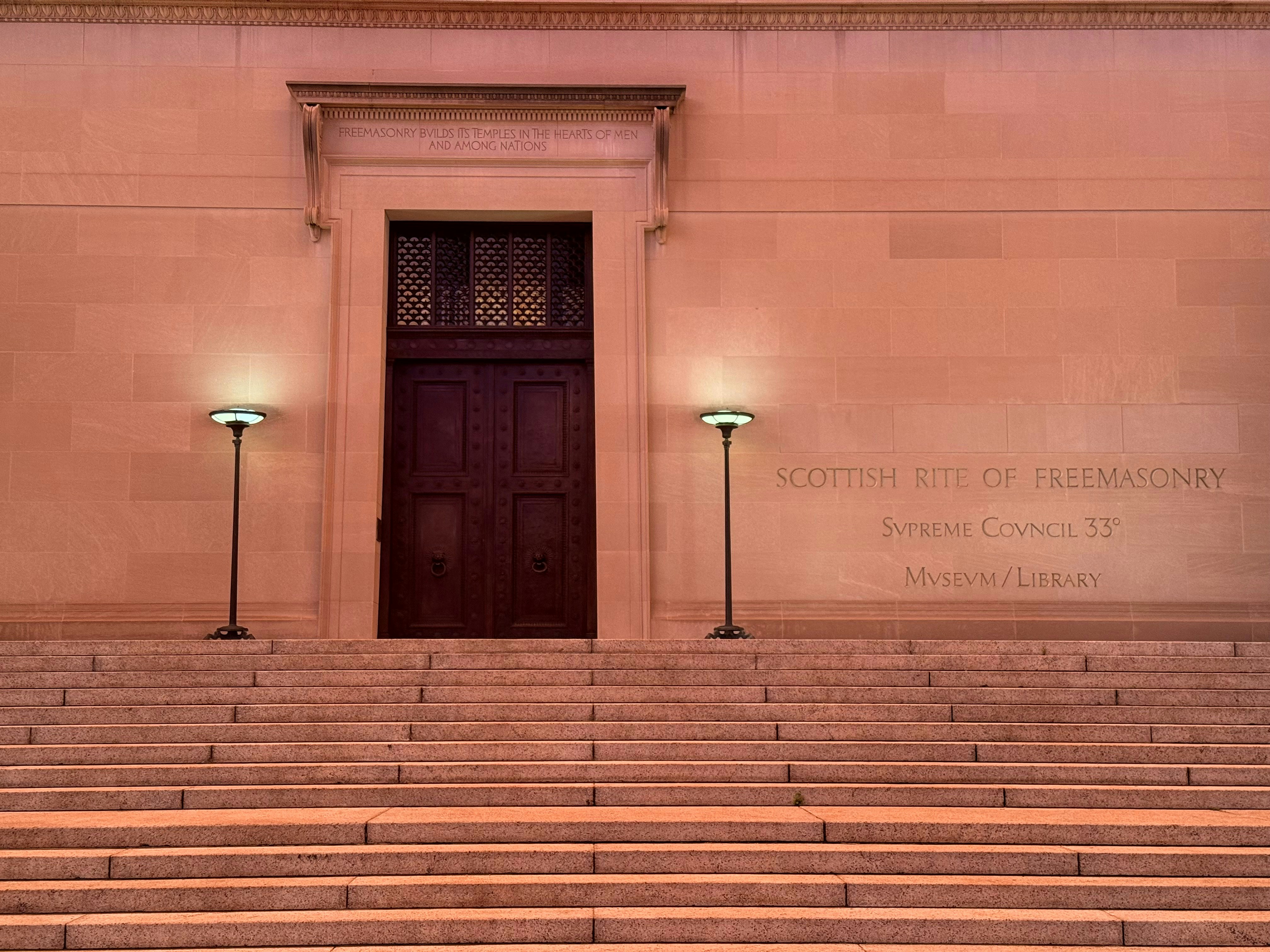 Steps to the Grand Door: Evening Light on a Museums stair