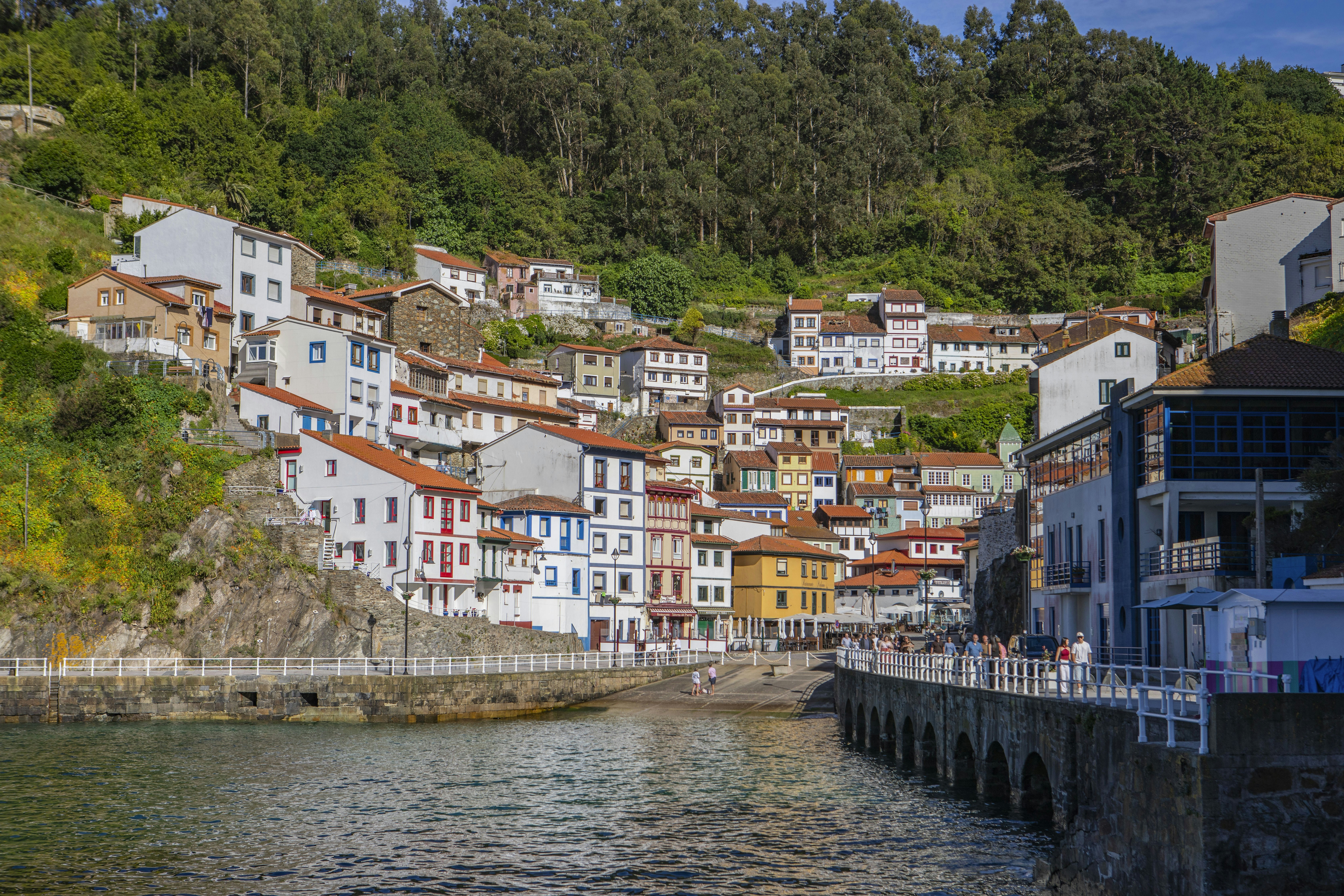 Cascade of Colorful Homes along a Seaside Wharf