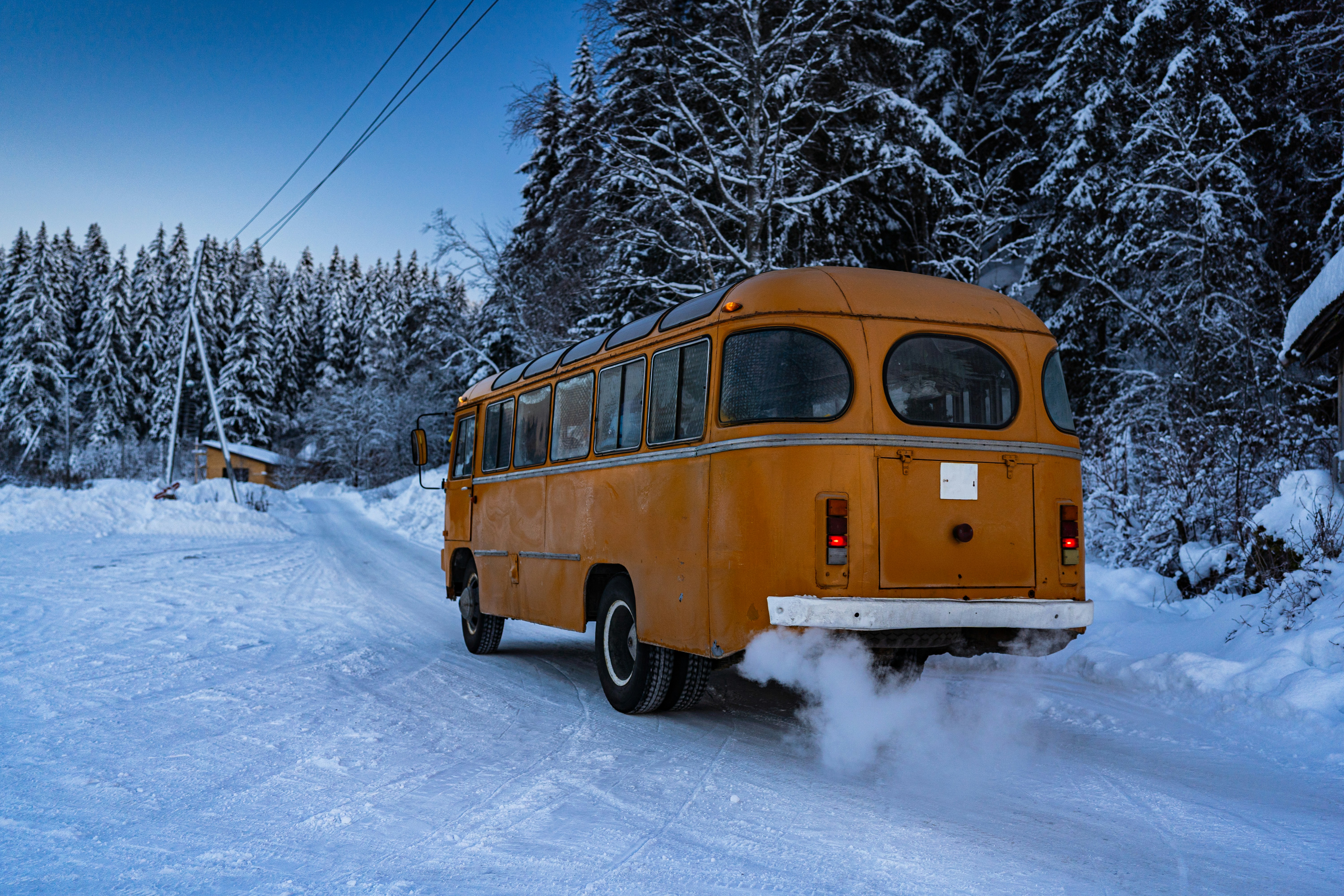 Snowbound Yellow Bus: A Ron’d Return Through the Pines