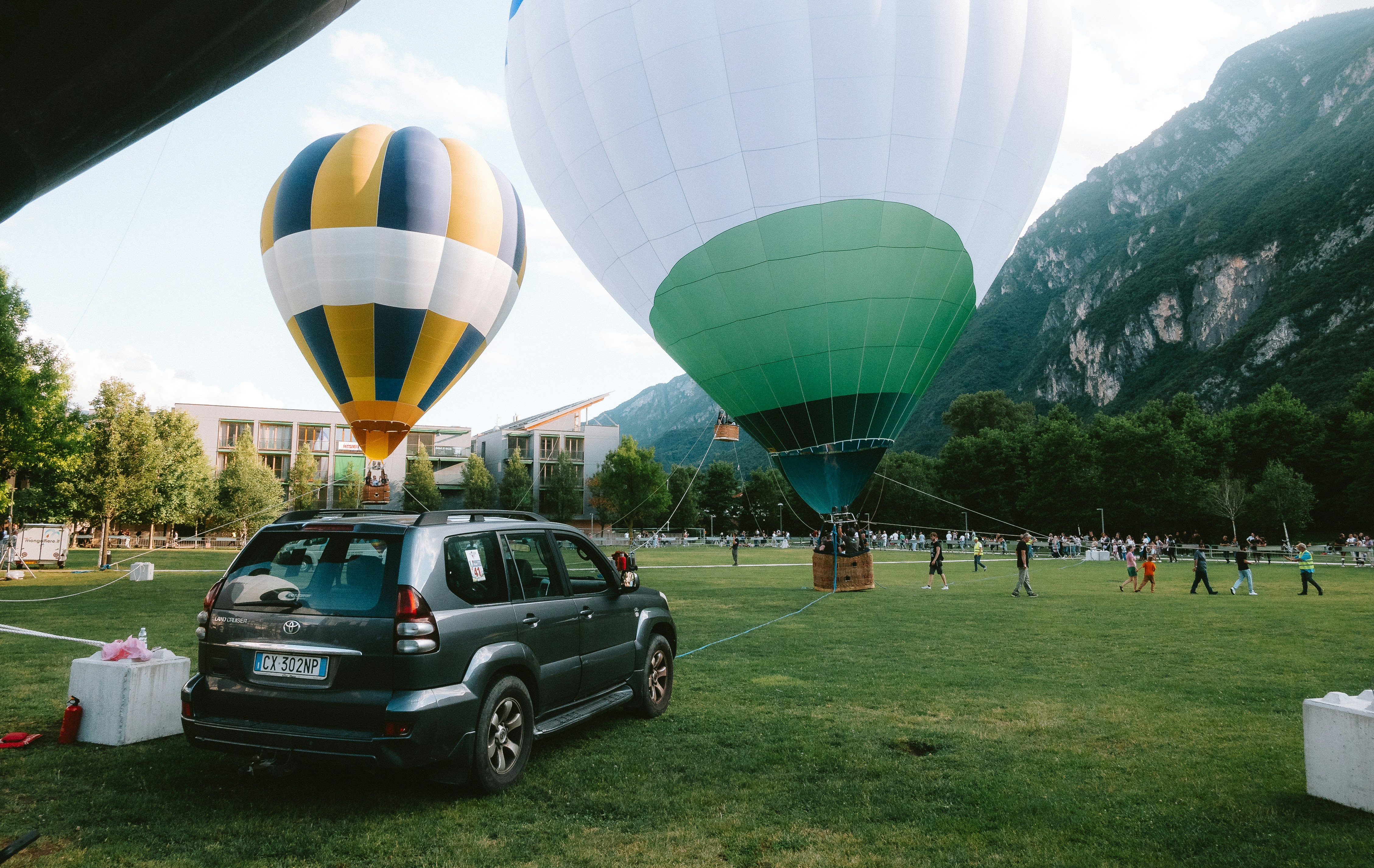 Balloon Lift-Off: A Park Field Filled with Colorful Navigators