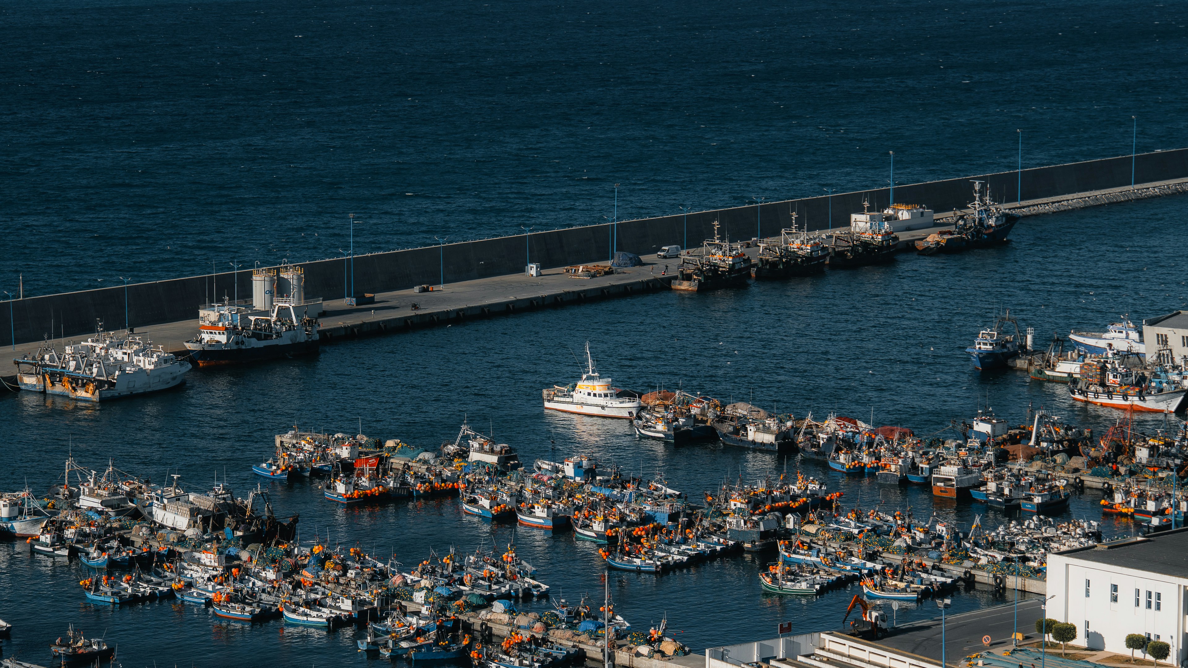Harbor Mosaic: A Sea of Boats at Dusk