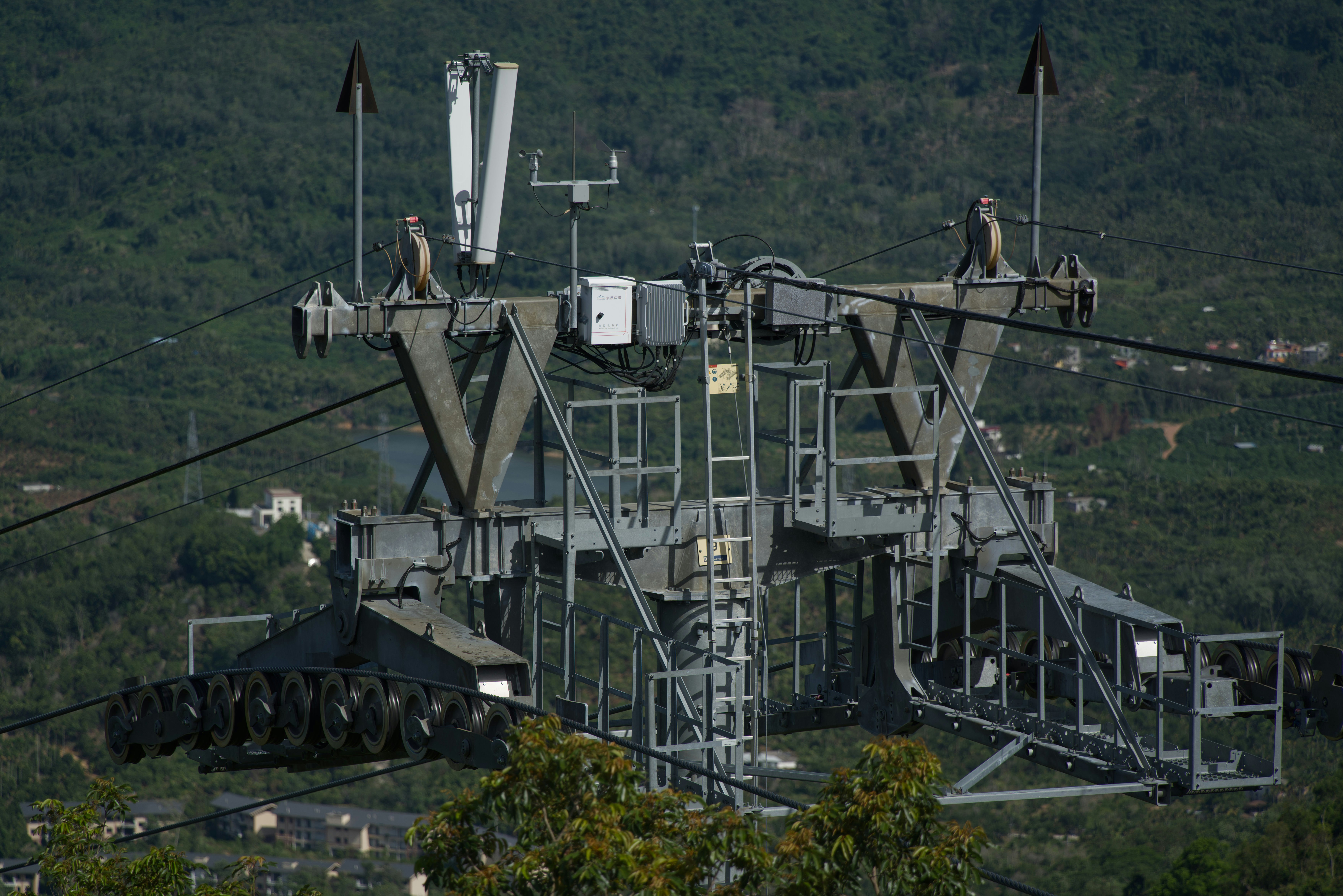 Cable Car Gondola Tower in a Mountain Valley