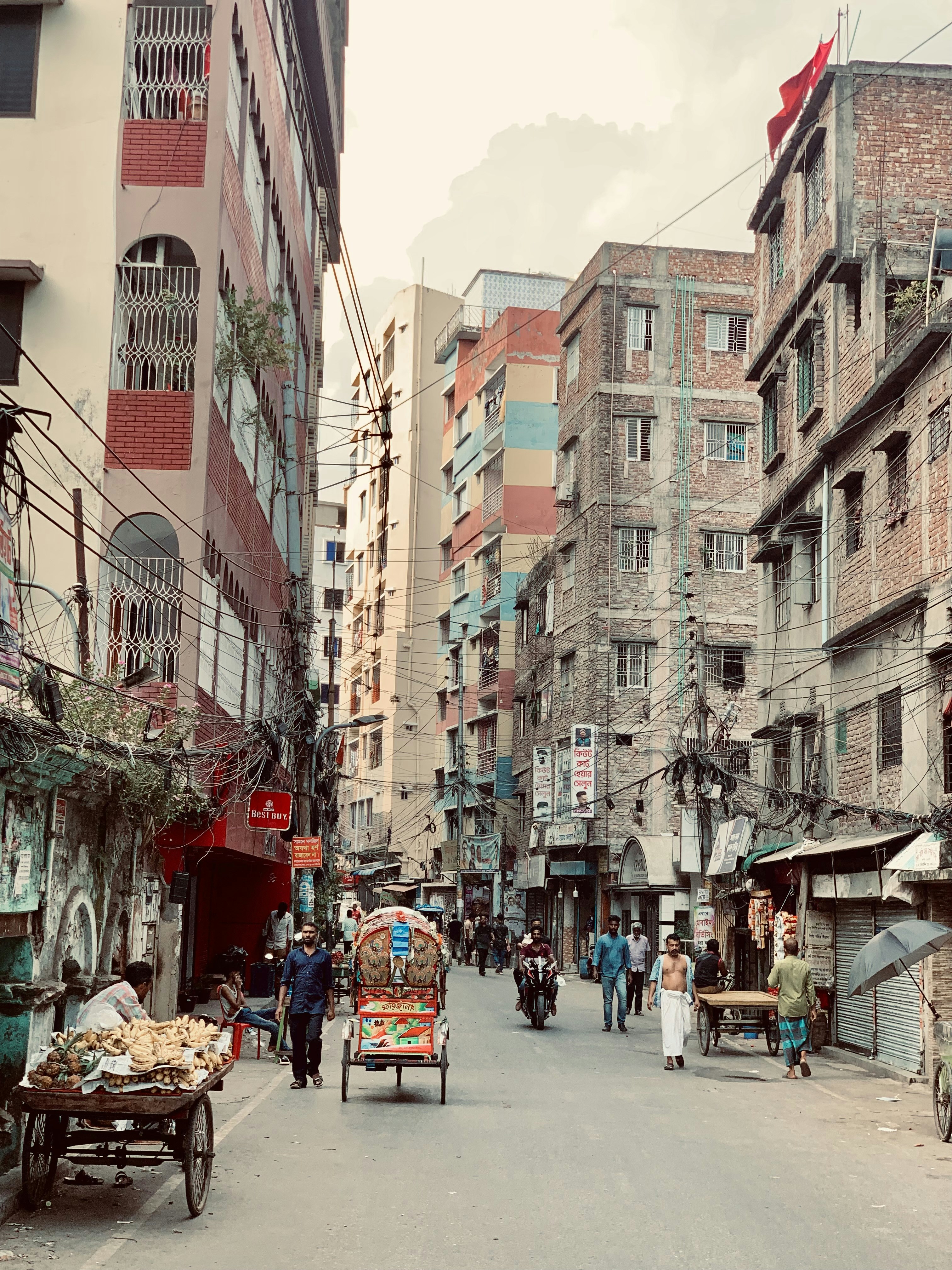 Street in Focus: A Busy Corridor of Colorful Urban Life