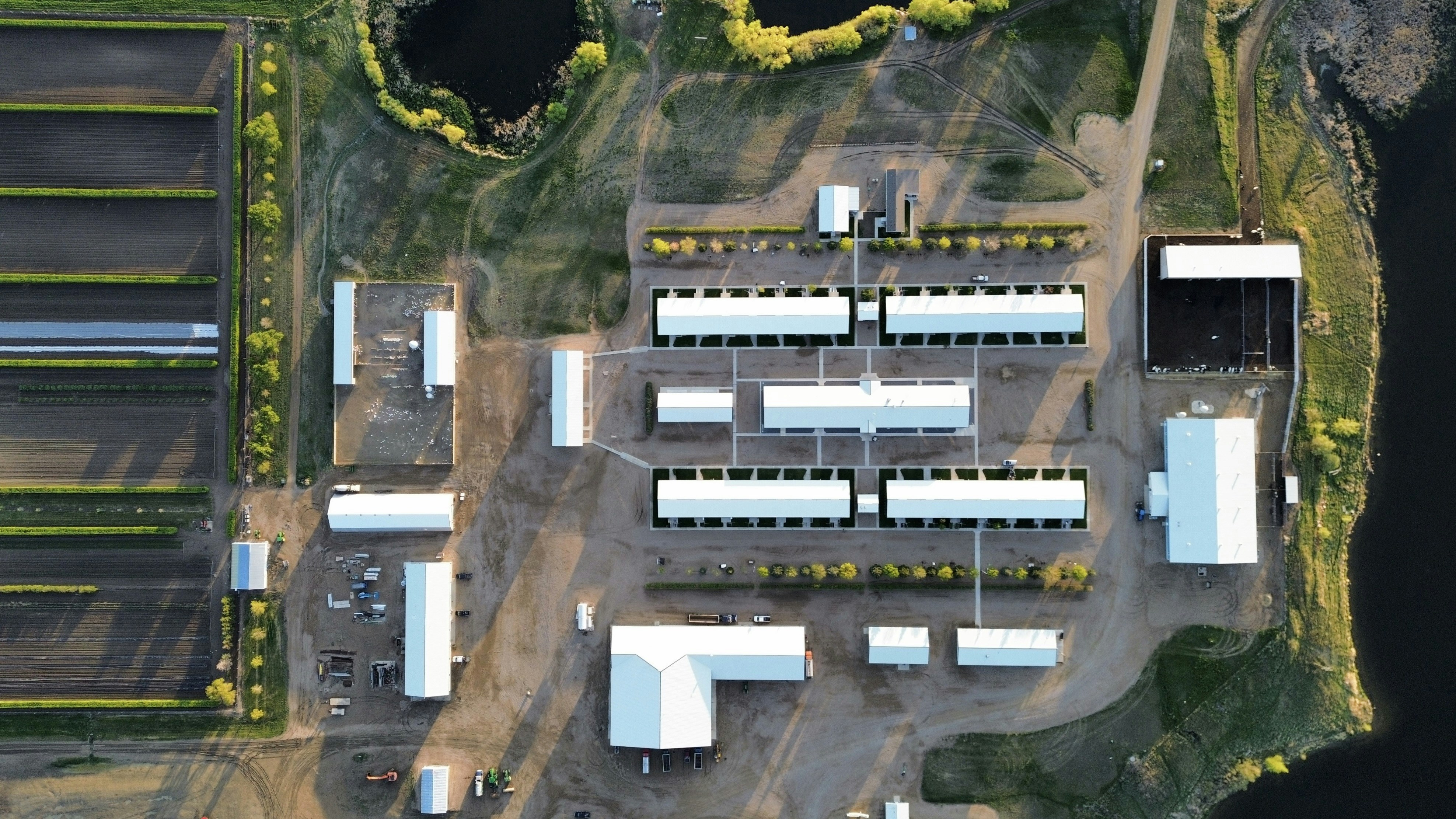 Ridgewire Factory Yard: An orderly mosaic of white-roofed modules