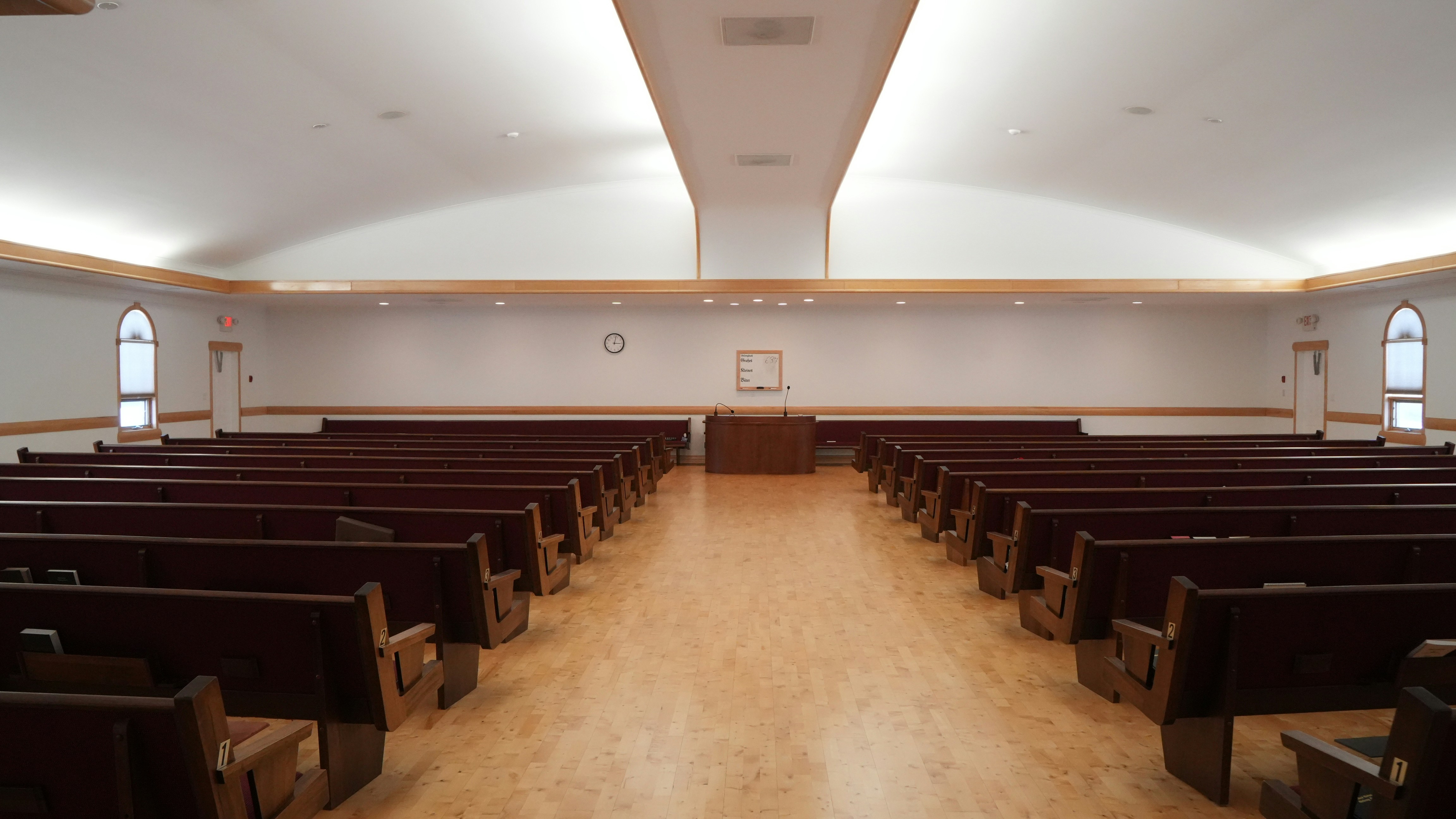 Interior of a Hutterite church in Manitoba, Canada