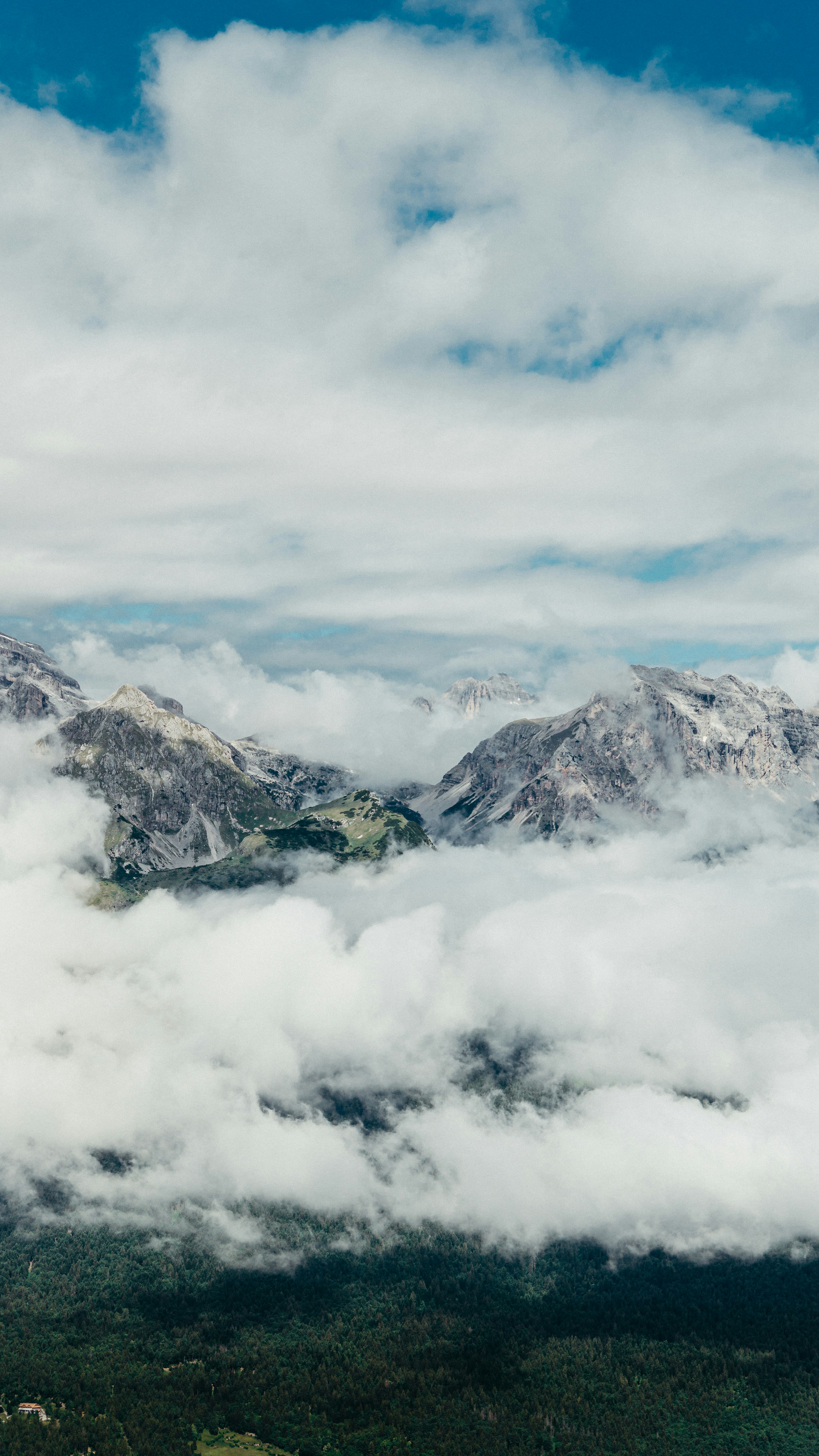 Summit in the Clouds: A Valley of Peaks Emerging Through Mist