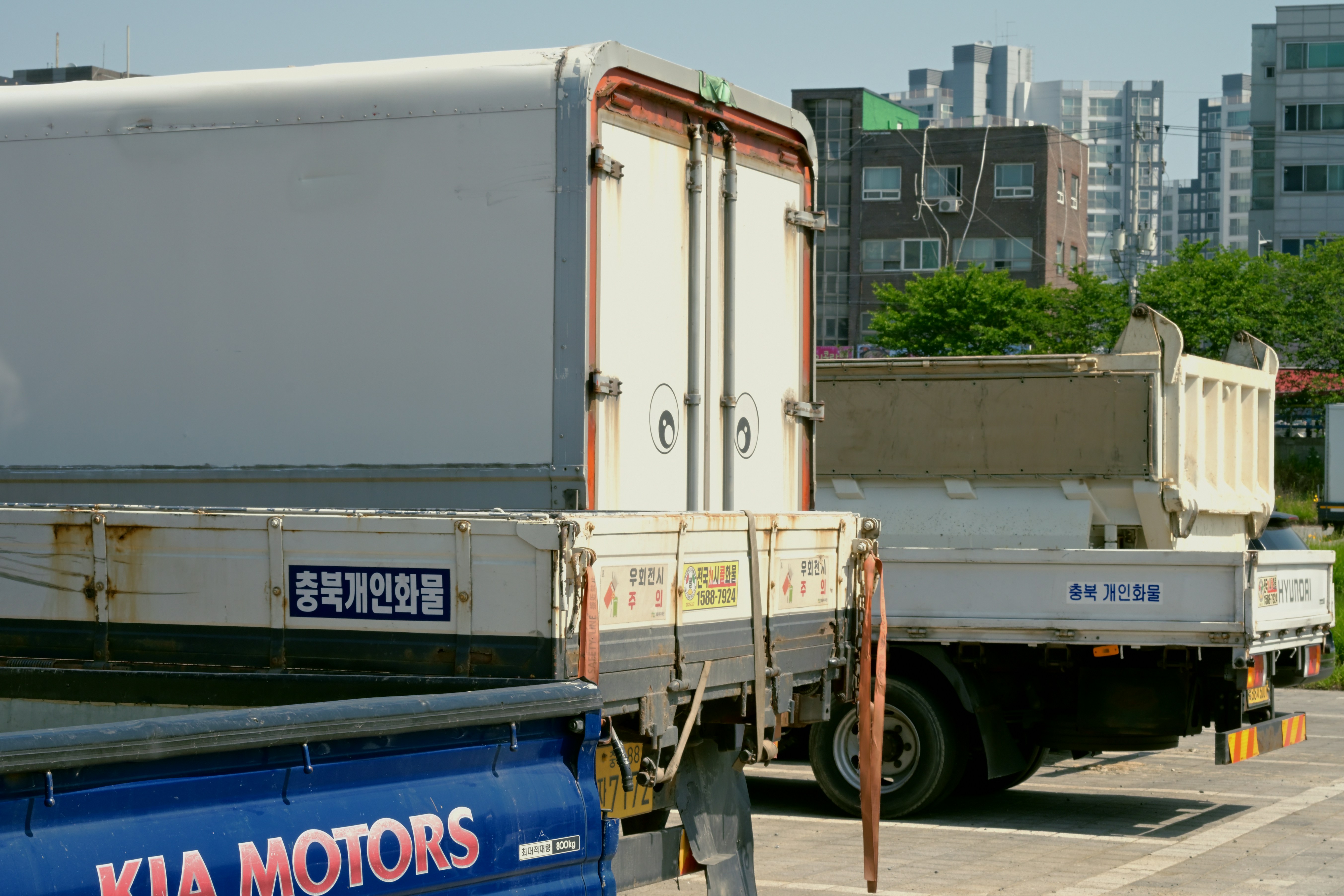 Loading Daylight: Trucks, Tags, and Cityscape