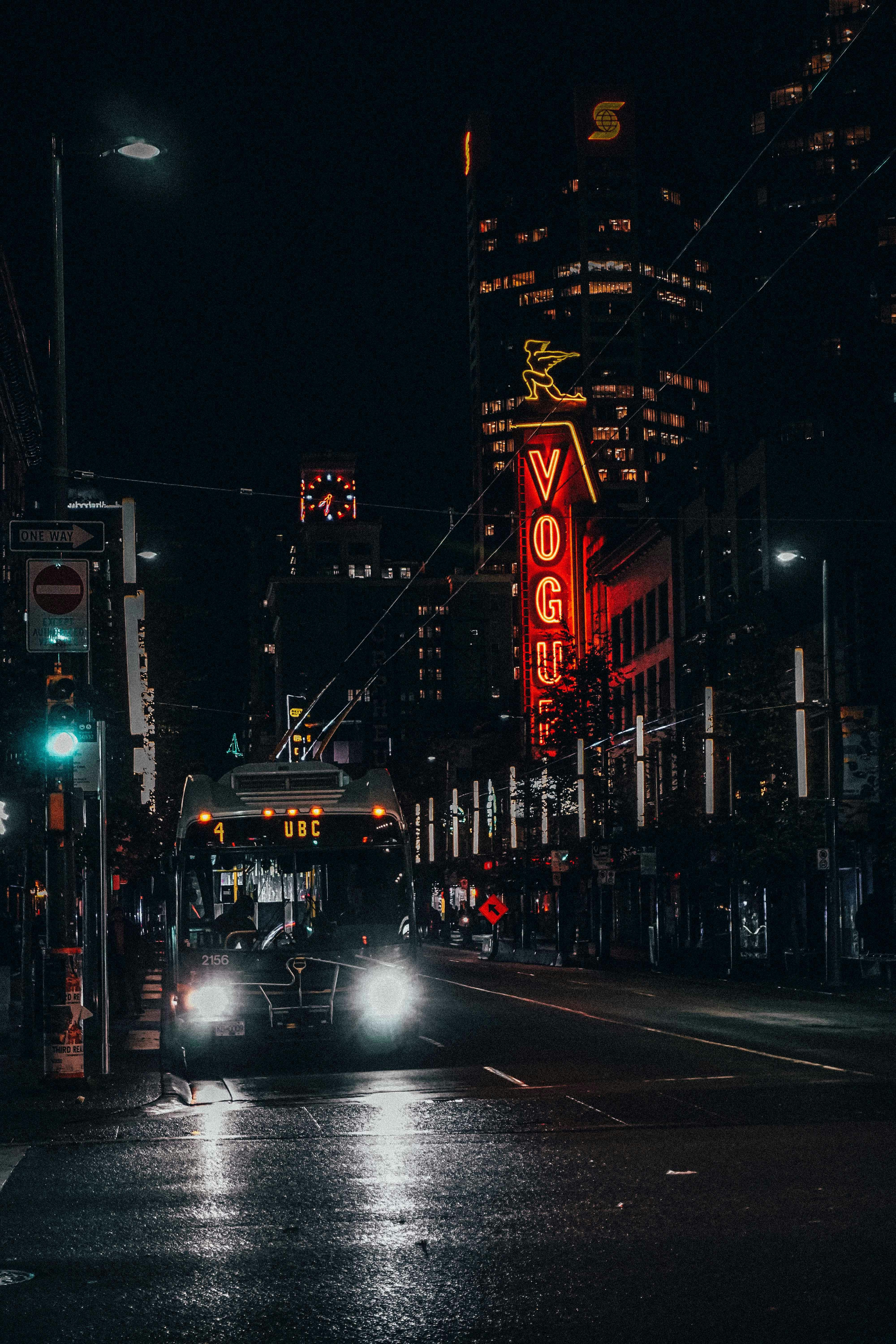 Neon Neon Trails: A Night Ride Toward the Vega Sign