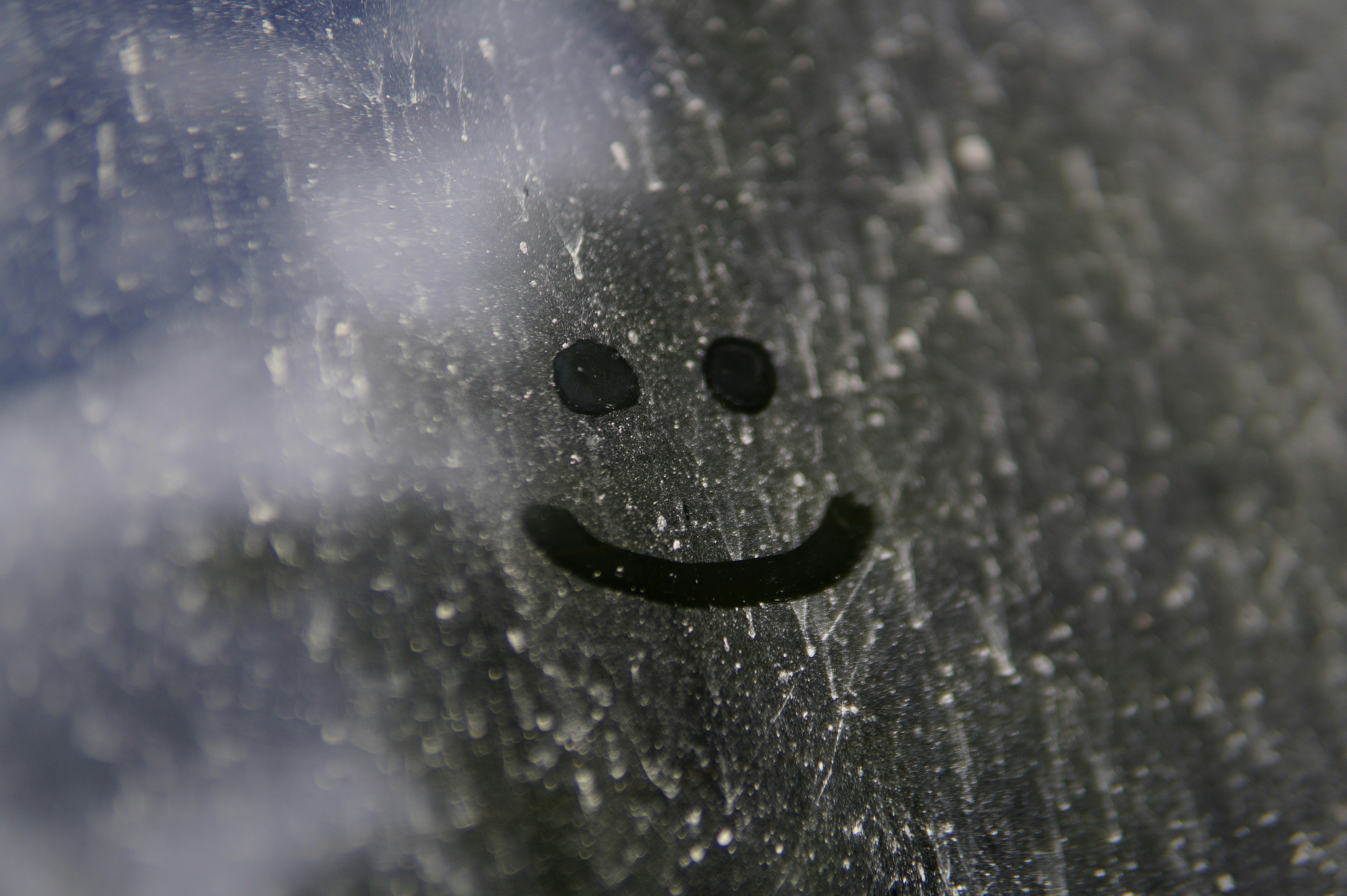 Smiley Ghost on Frosted Glass