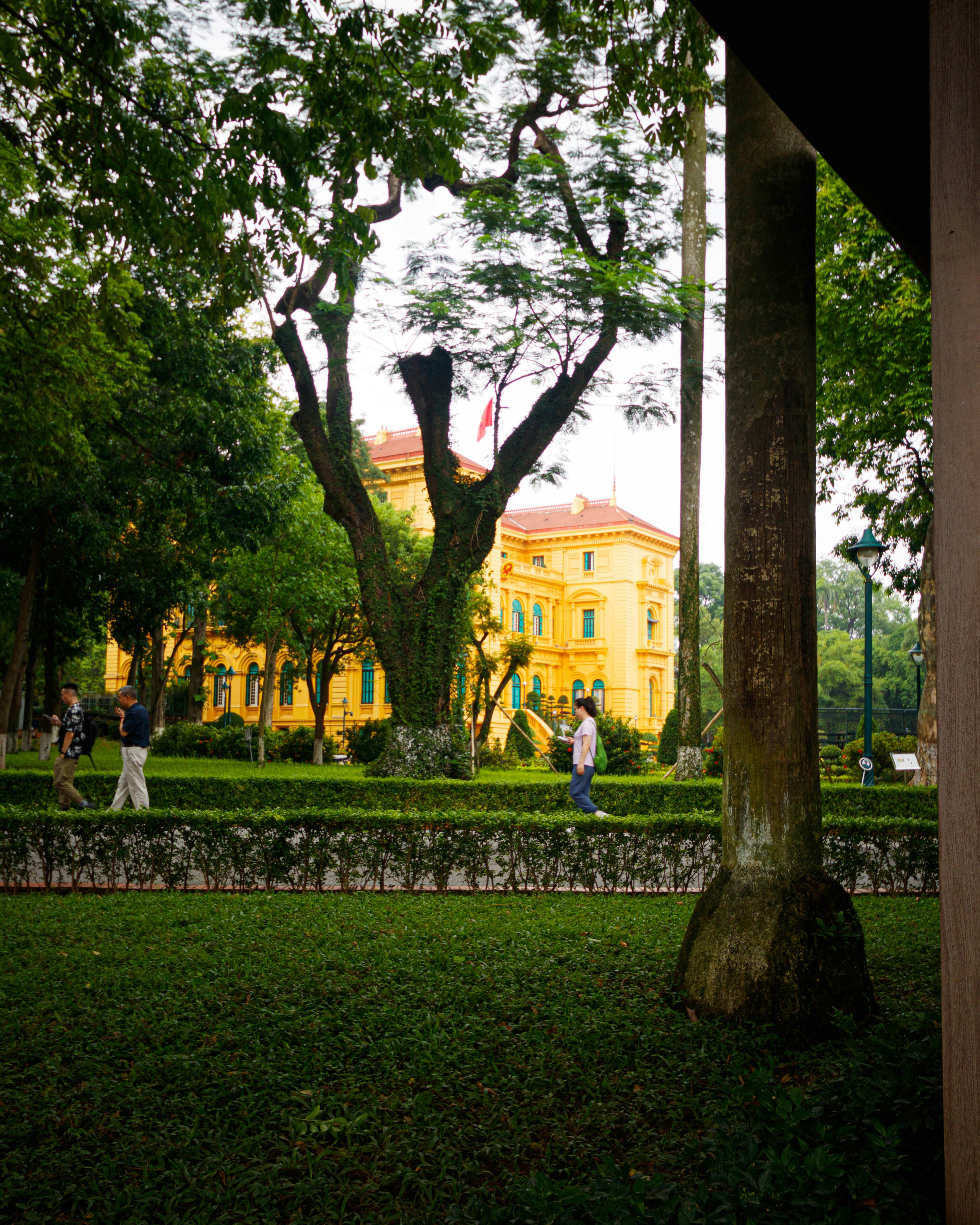 Golden Facade Amid Green Arches