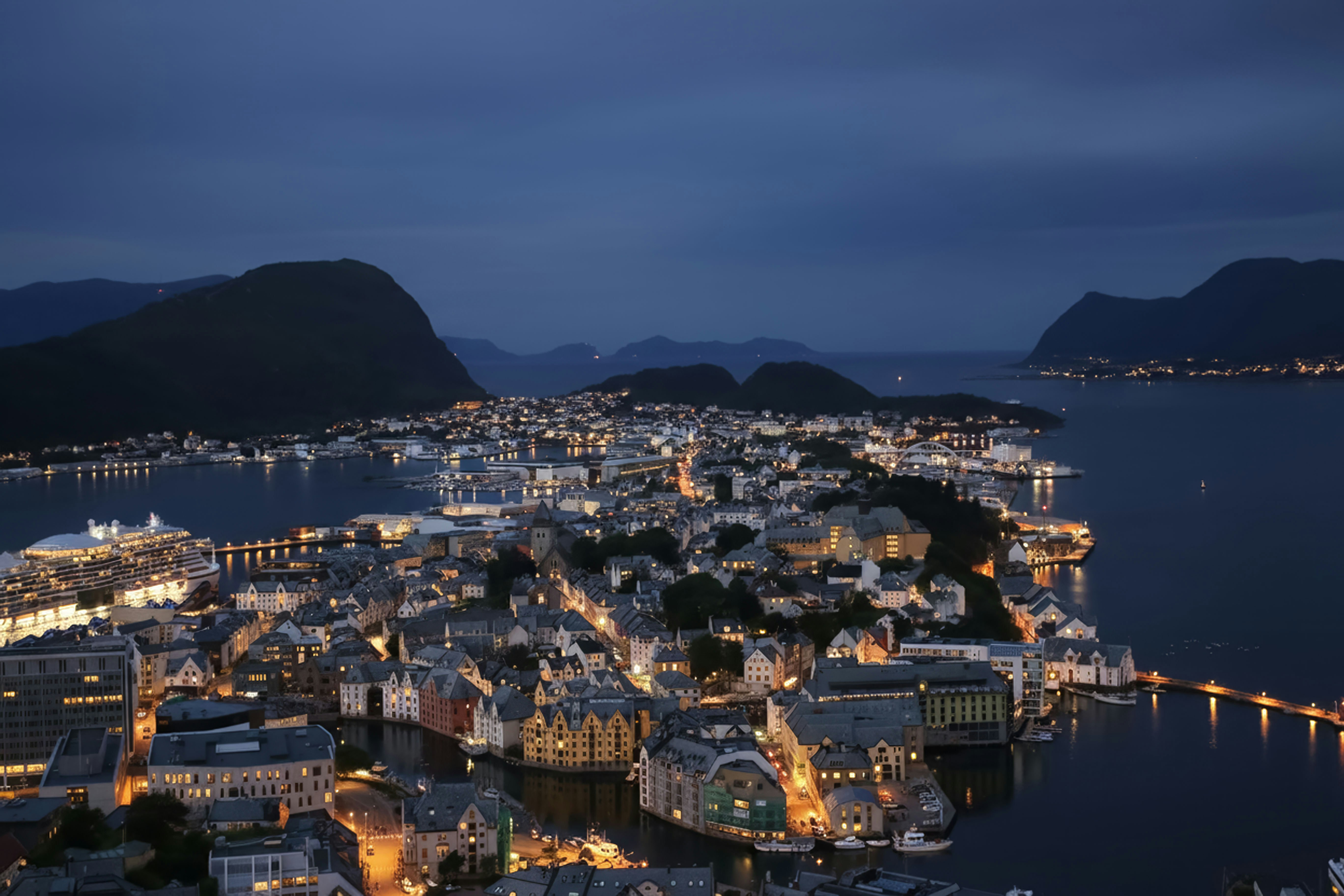 Twilight Harbor: A Nordic Town Glowing Along the Inlet