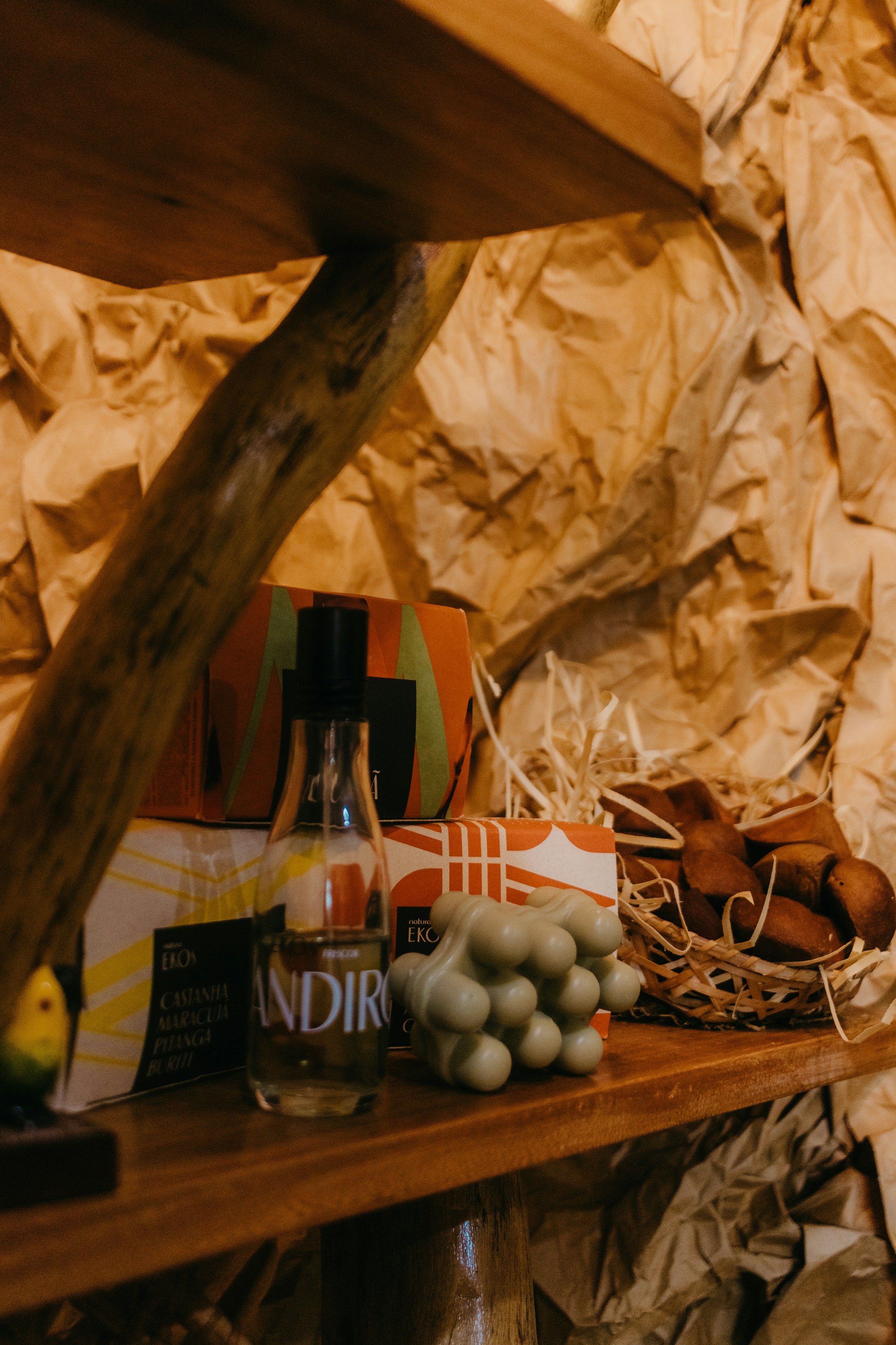 Still Life Shelf of Aromas: Bottles, Boxes, and Dusty Paper