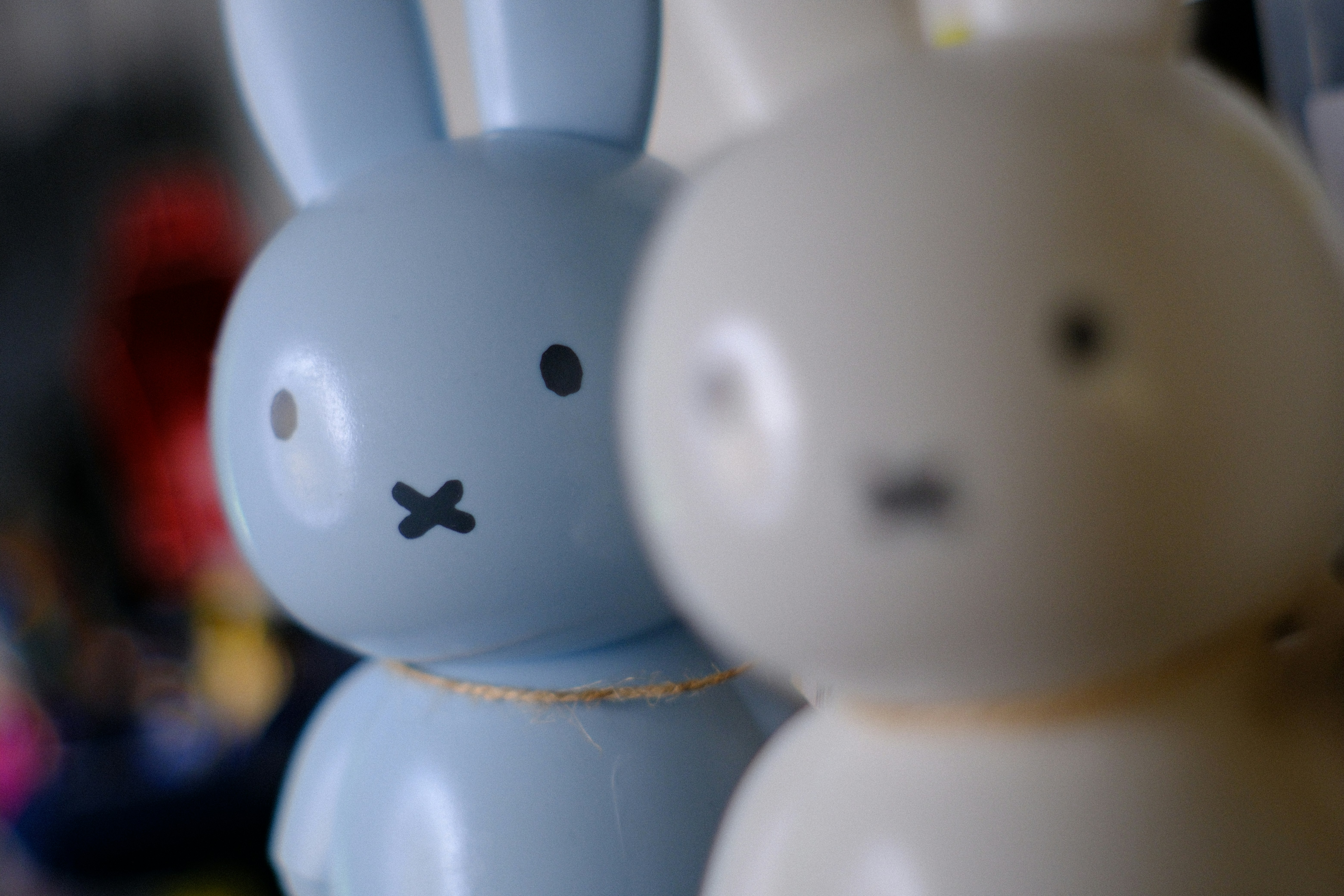 Blue Bunny in Focus: Two Toy Figures Close Up