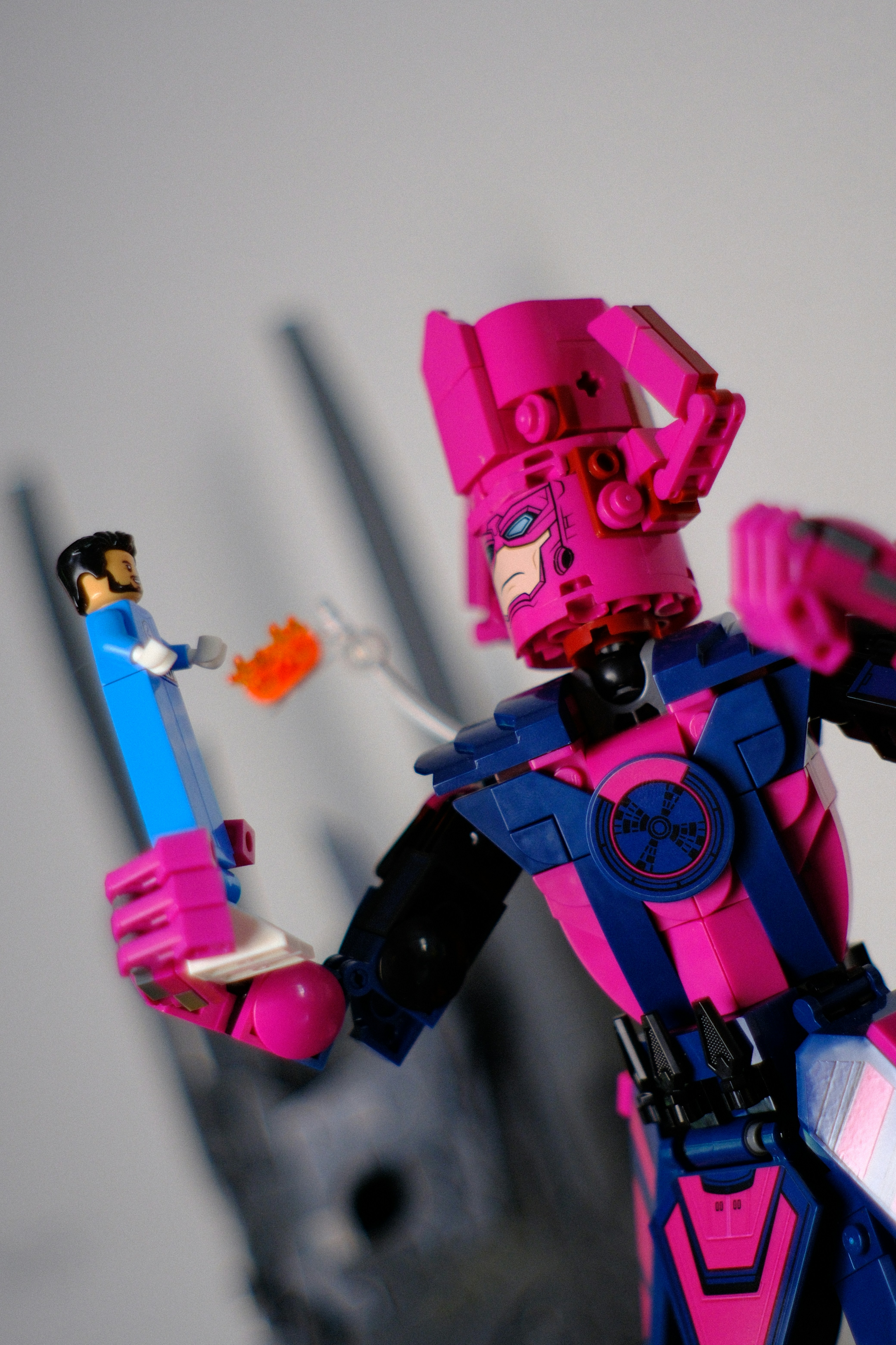 Neon Mech Duel: Pink Titan Raises a Torch