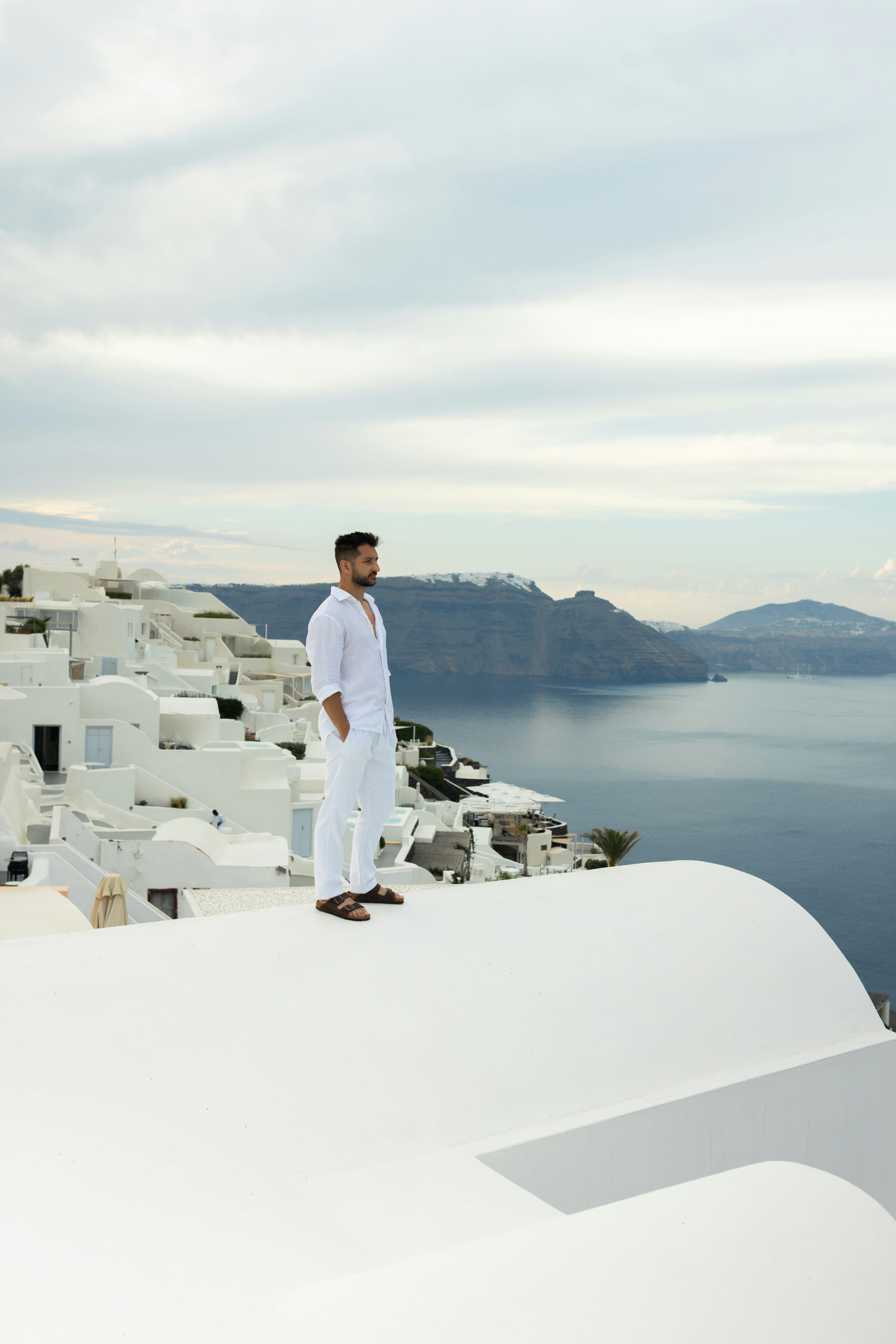 White-walled Serenity: A Portrait on the Santorini Ridge
