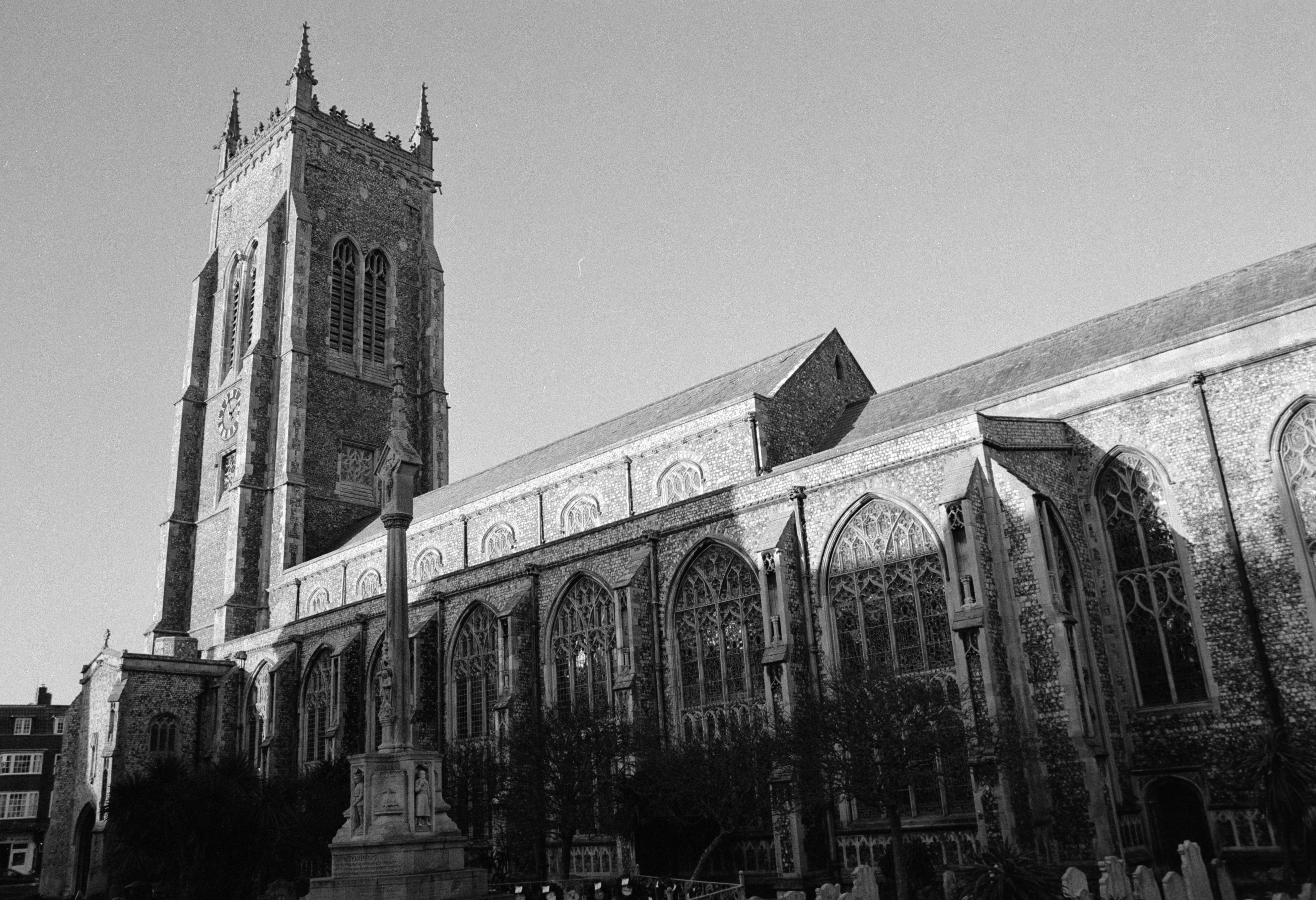 Gothic Cathedral Facade Reaching Toward the Sky
