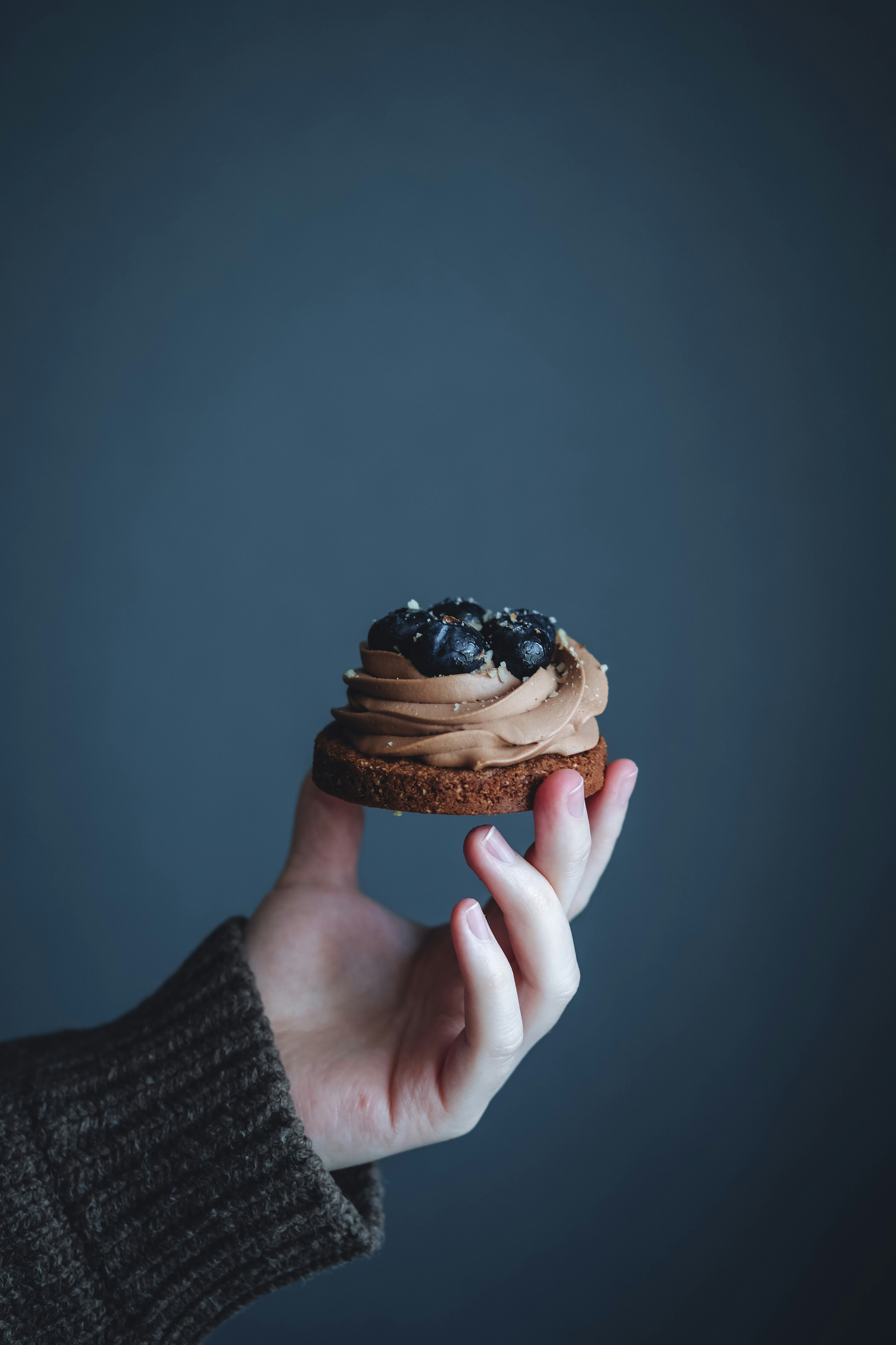 Blueberry tarts with chocolate ganache