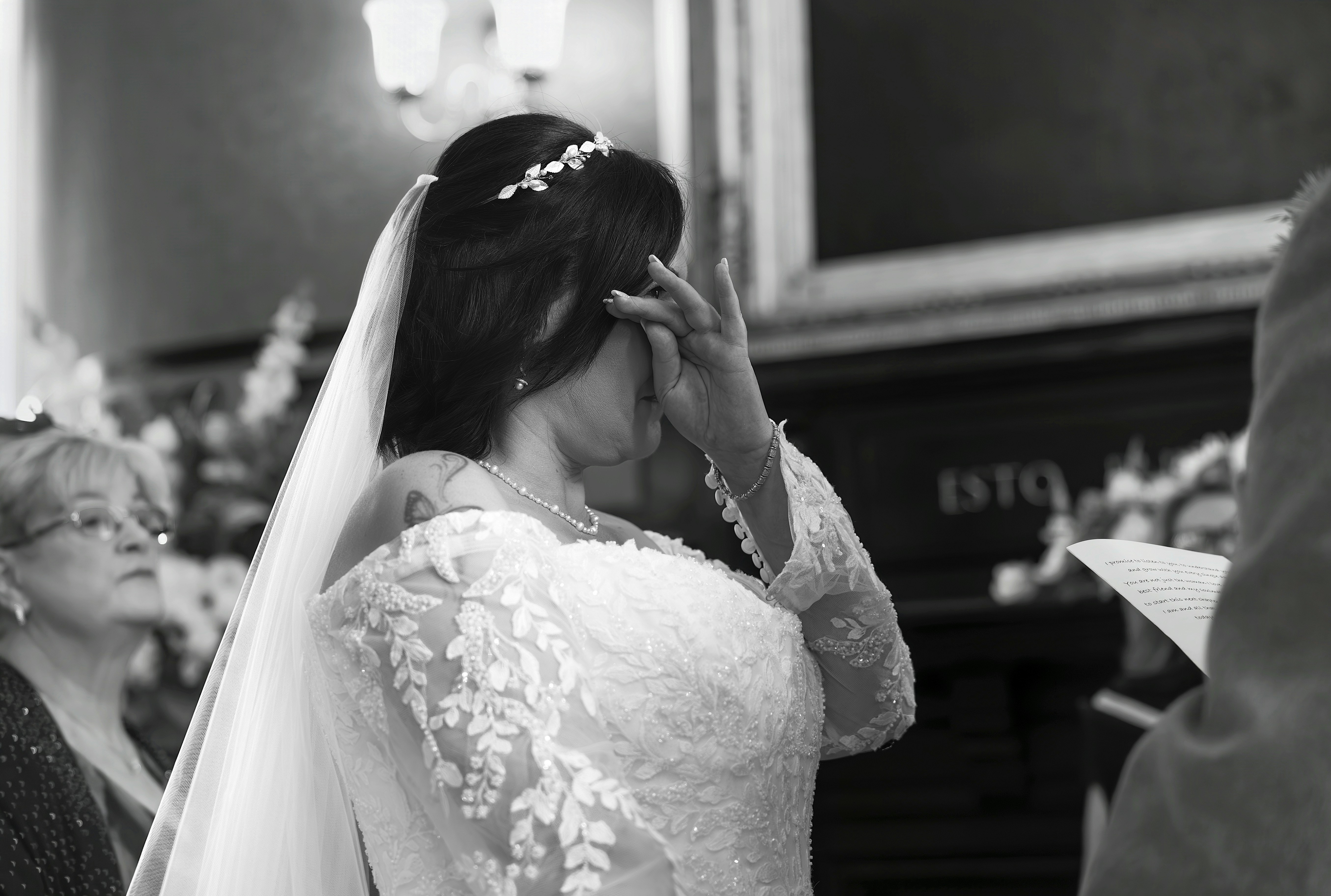 Veil and Veil of Focus: Bride in Quiet Reflection