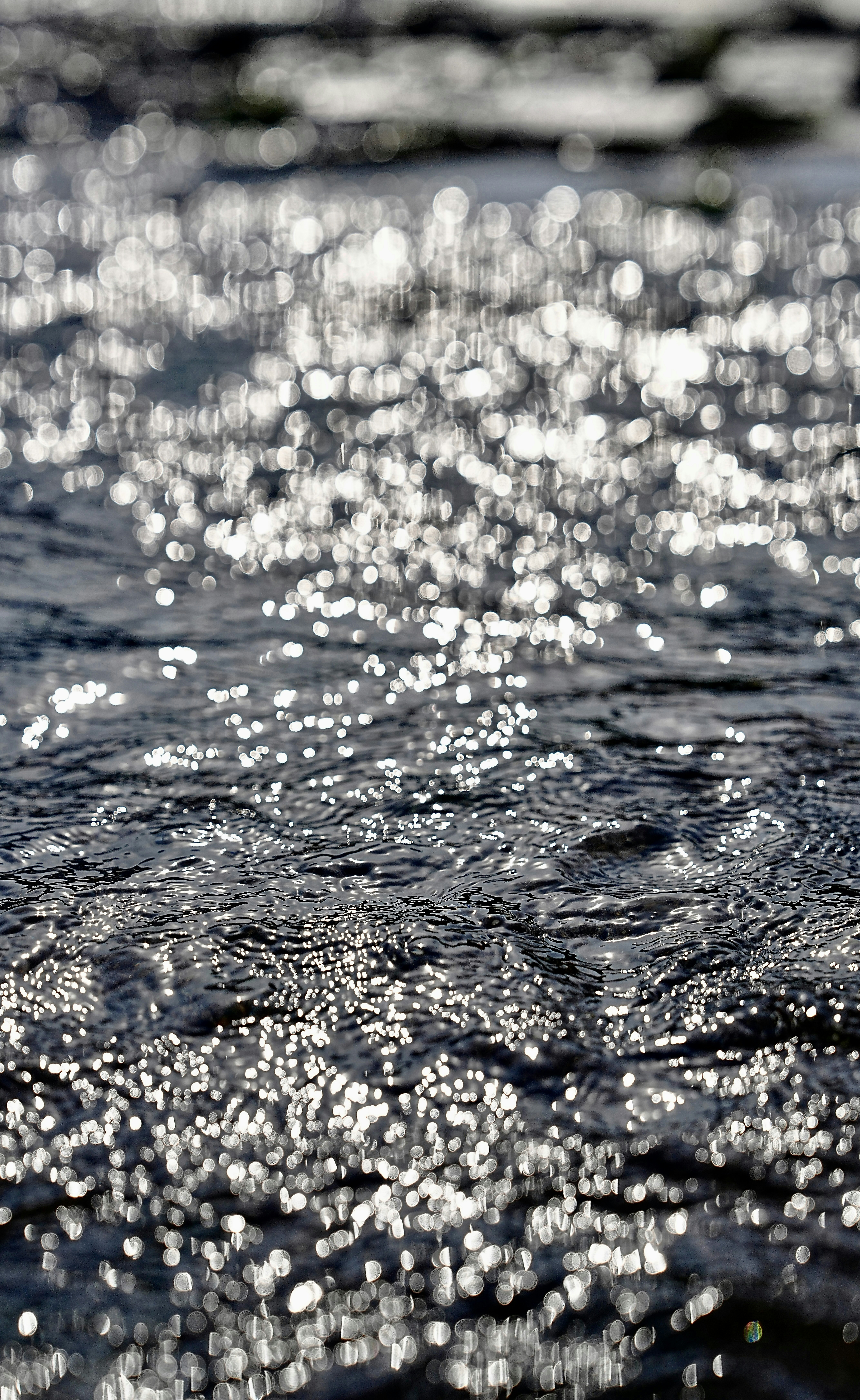 Glittering Ripples: Sunlit Bokeh on Moving Water