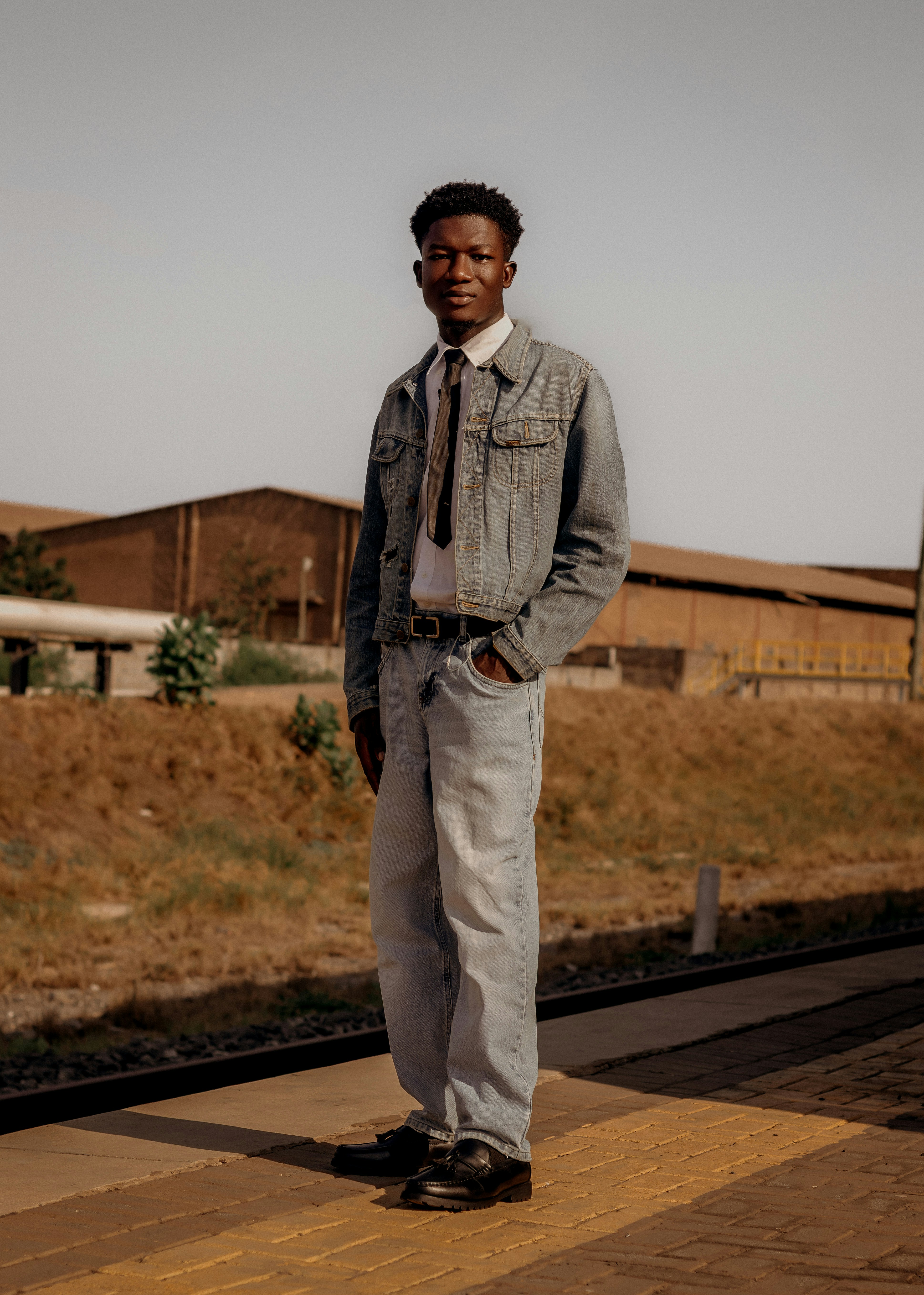 Urban Denim Stance at Golden Hour
