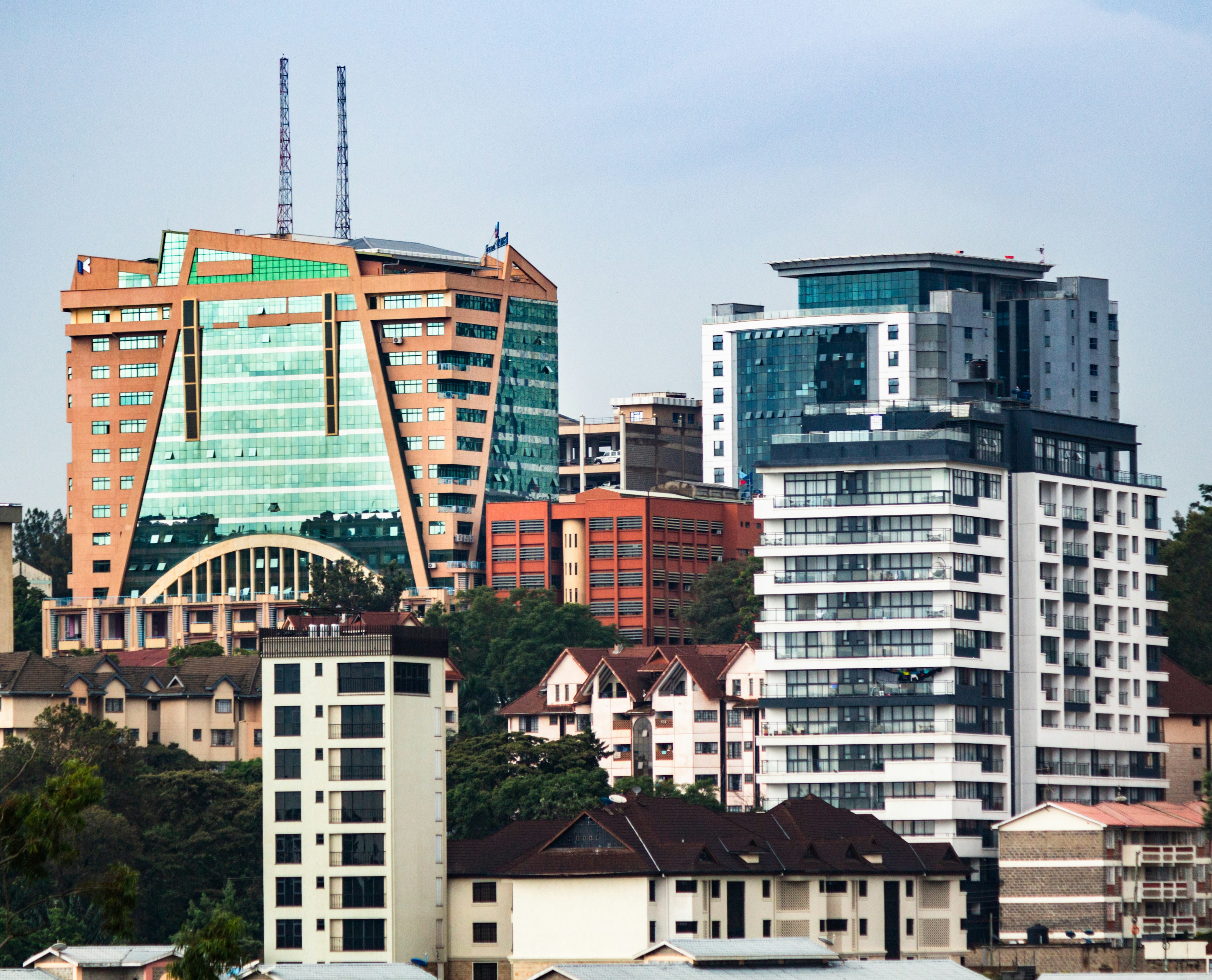 Angular Facade Glass: A Cityscape of Modern Towers