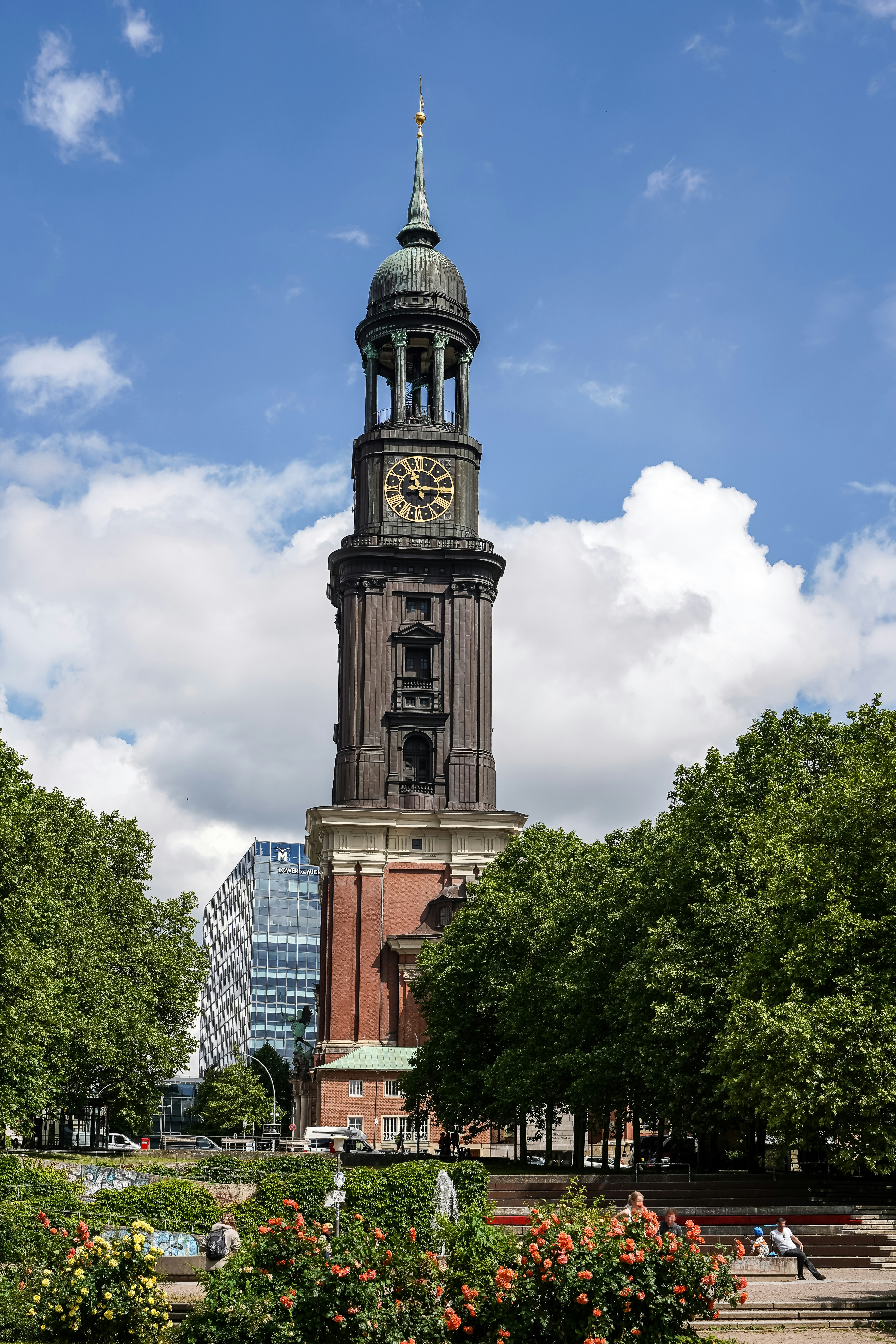 The Clock Tower Rising Over Riverside Gardens