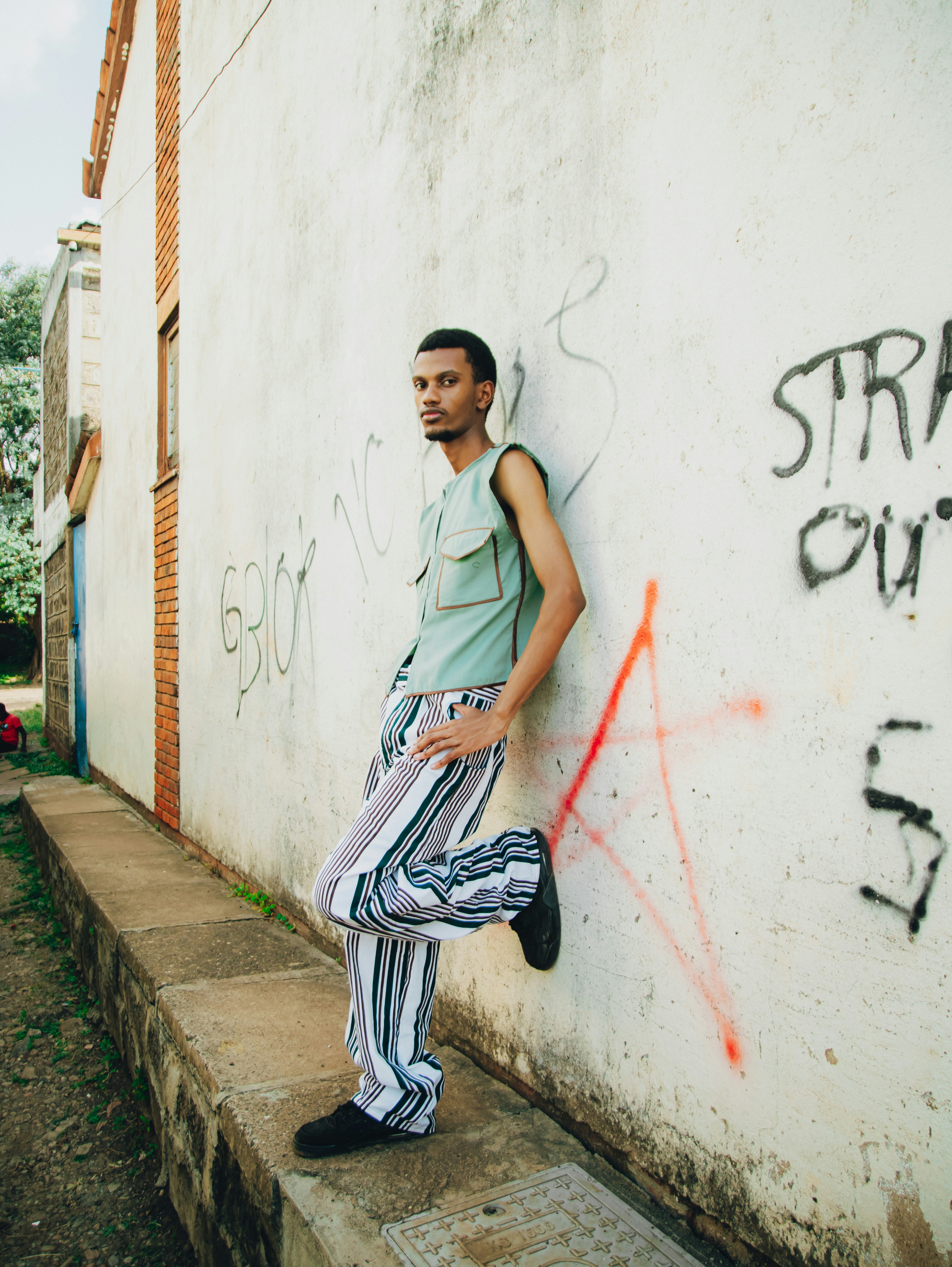 Urban Pose: A Dapper Quiet Confidence by Graffiti Walls