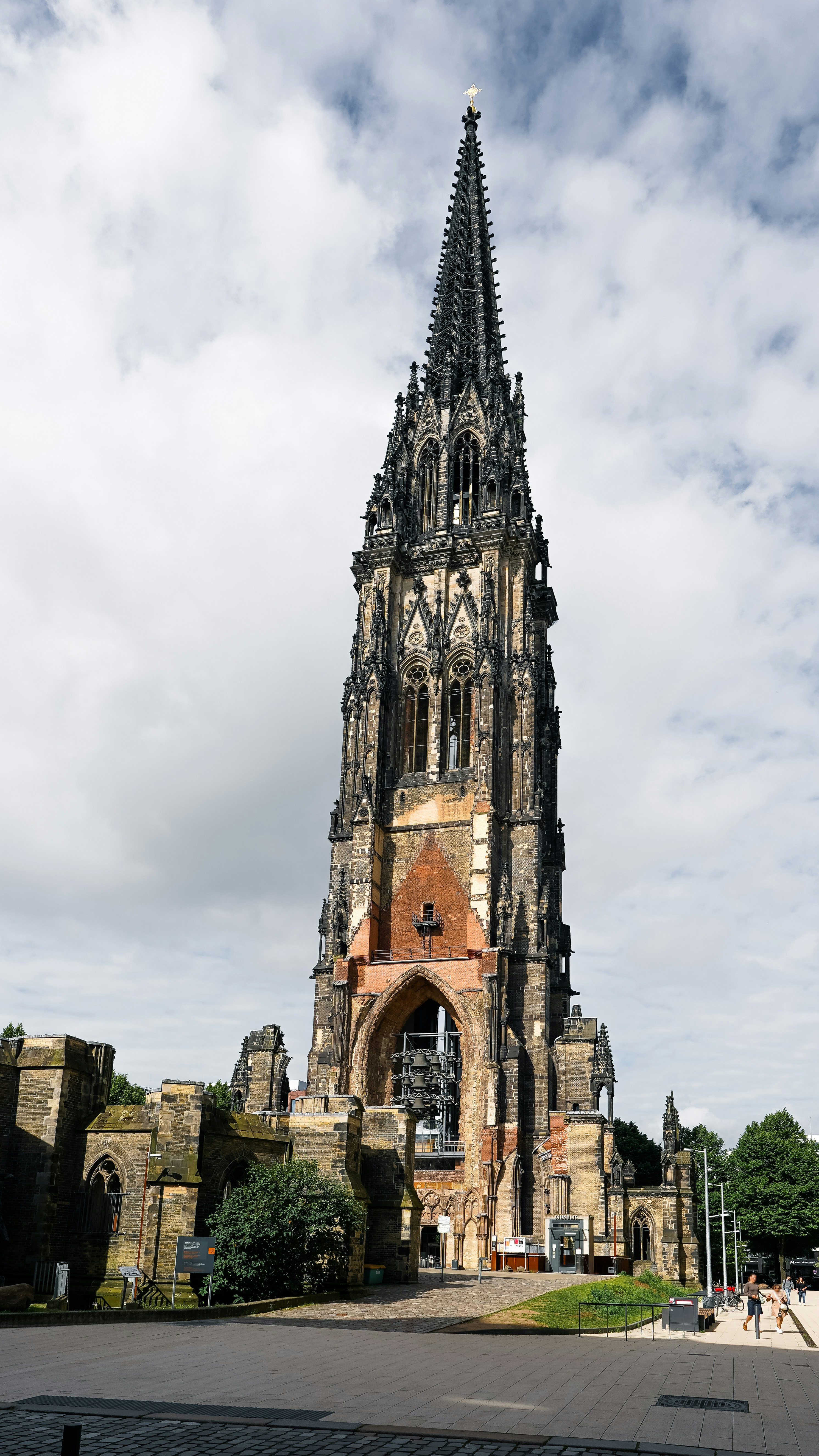 Gothic Spire Reaching Above the Courtyard