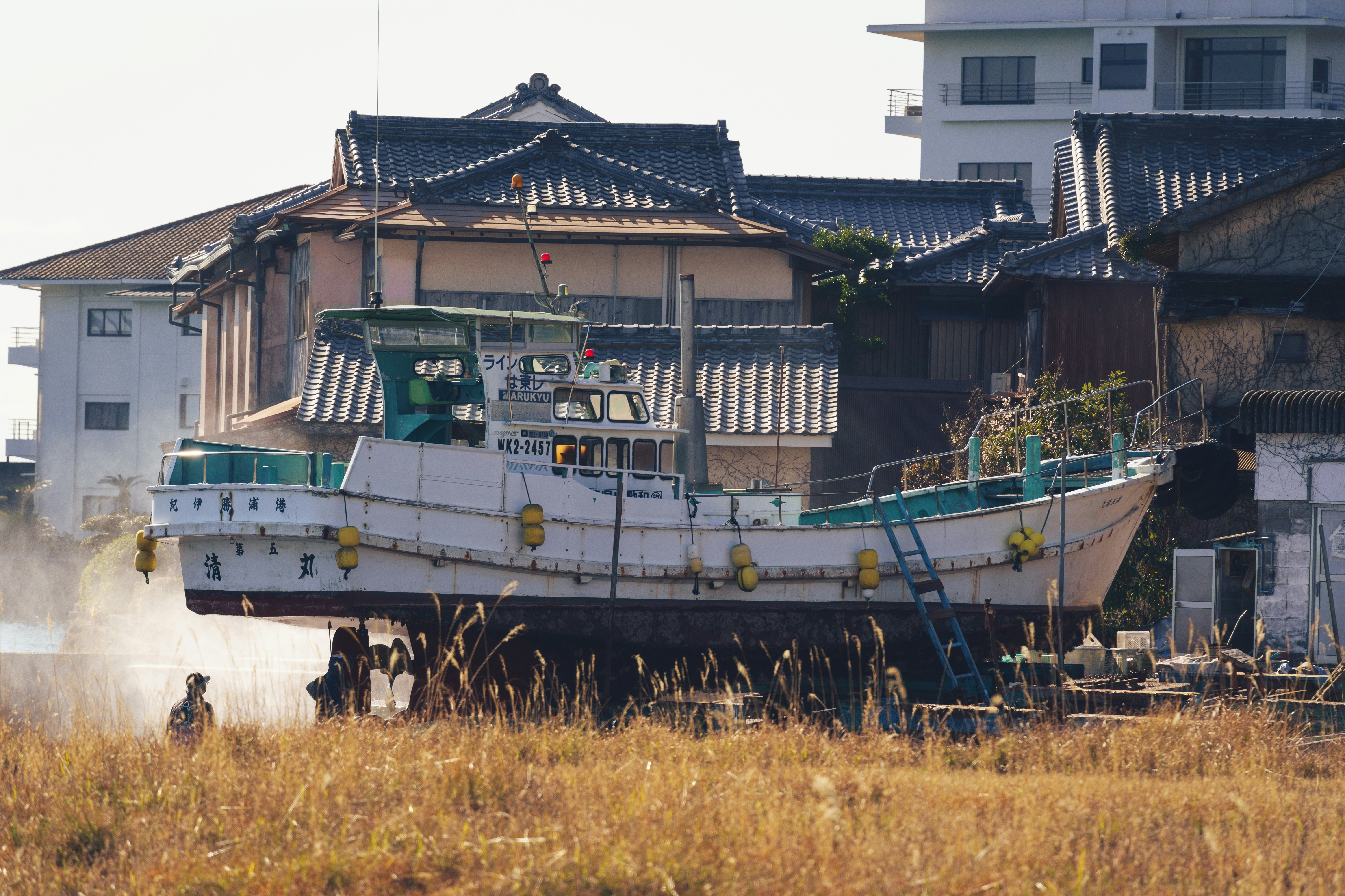 Resting Vessel in a Quiet Coastal Town