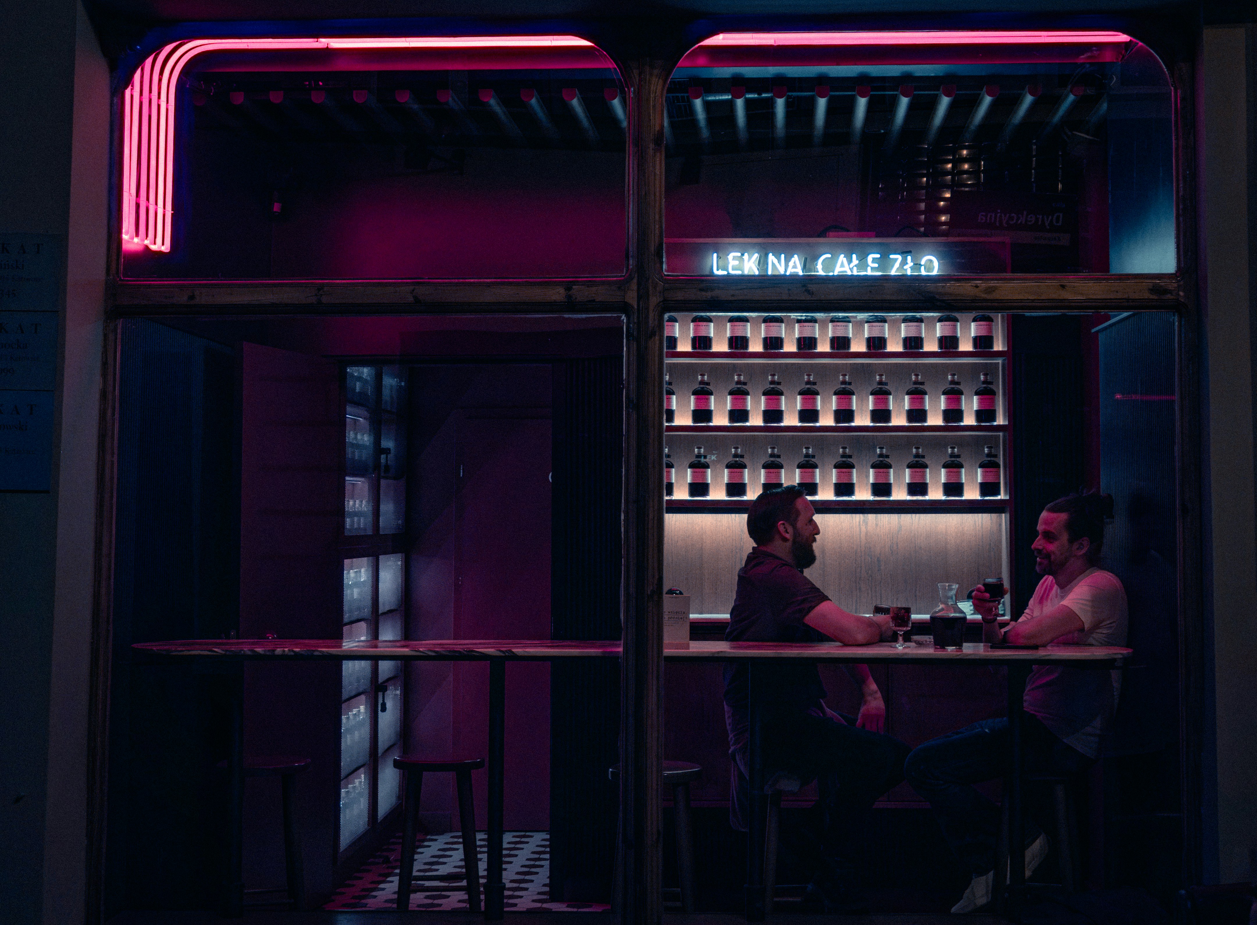 Neon Quiet at a Midnight Bar