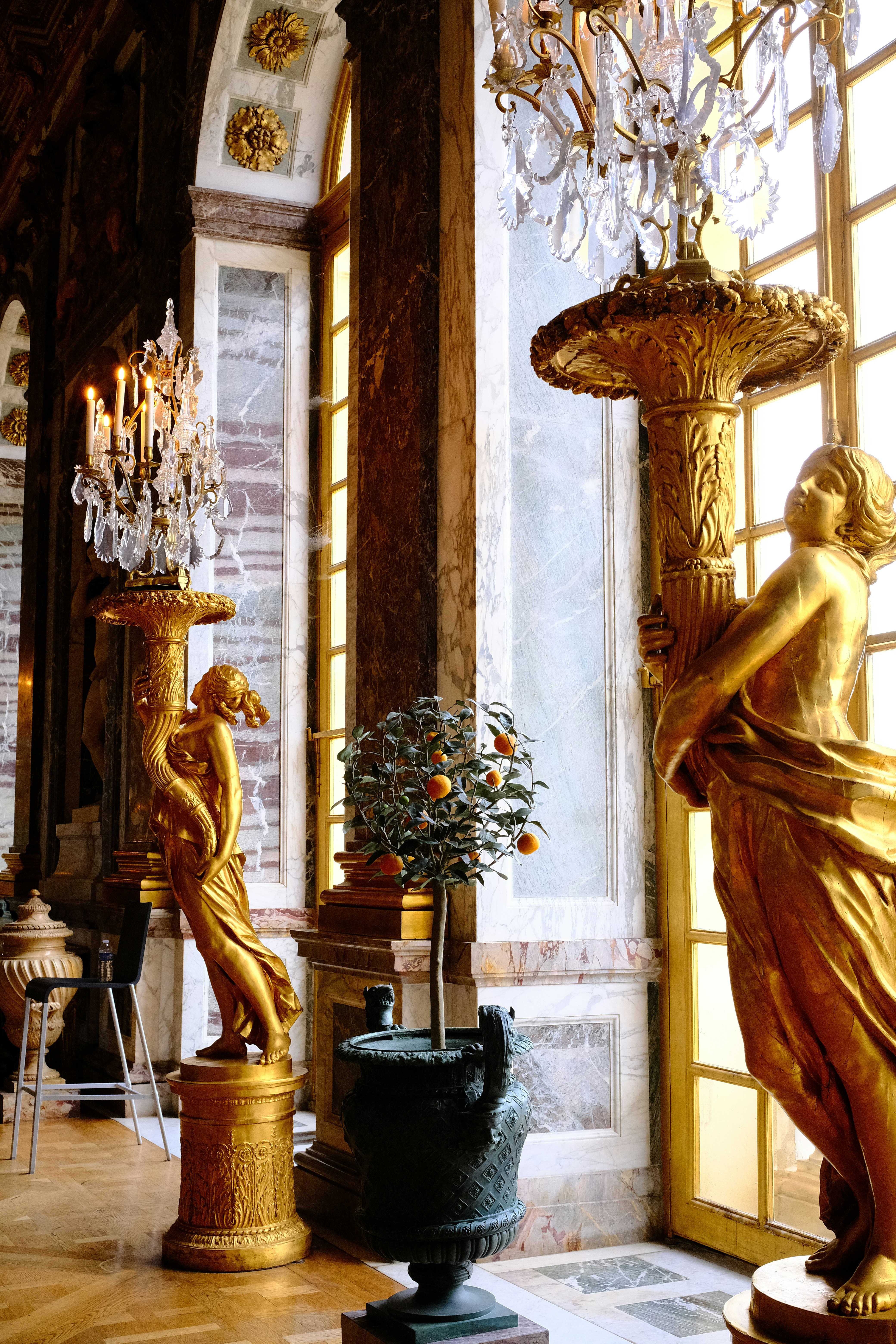 Golden Figures and Crystal Chandeliers: Opulent Silence of a Baroque Hall