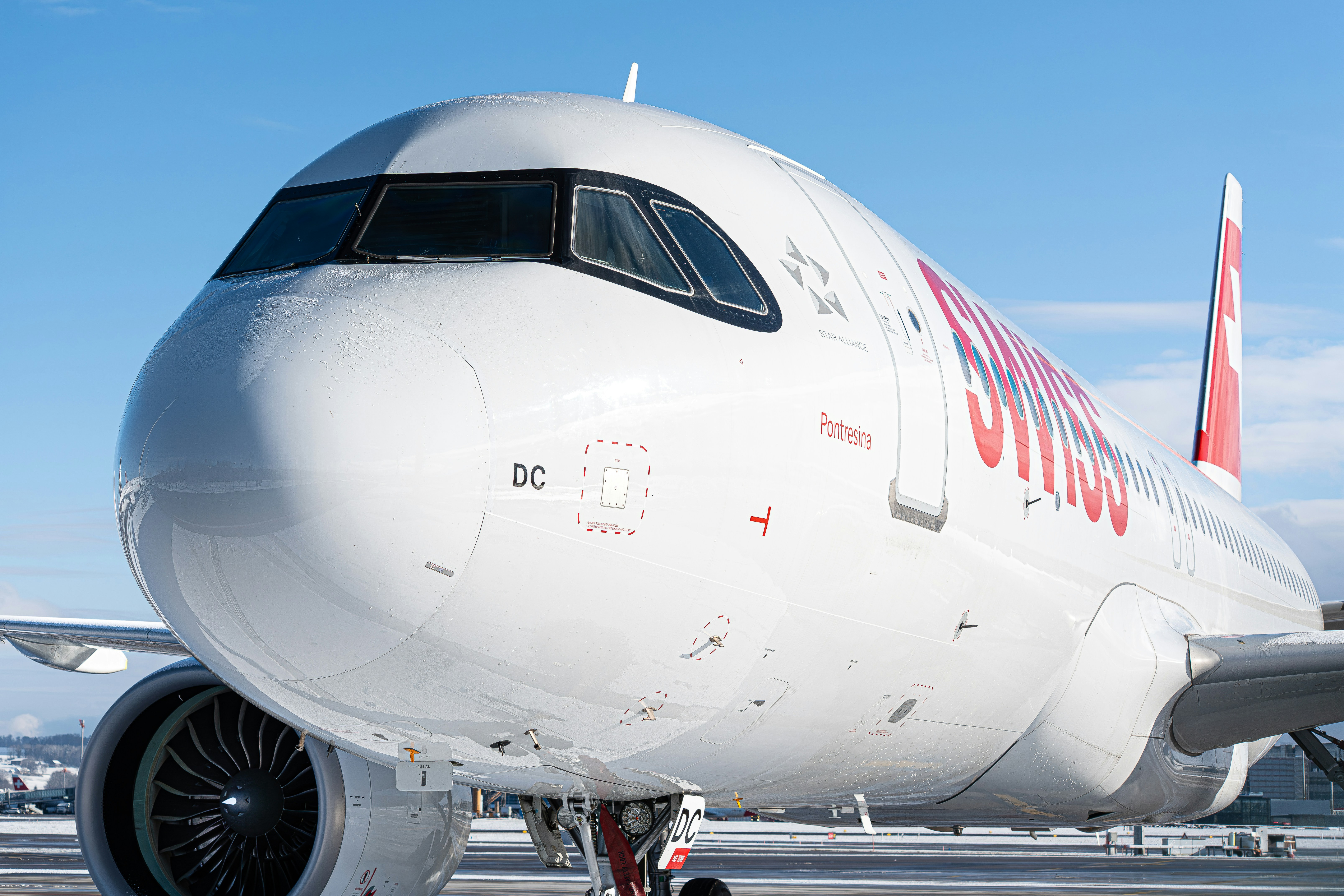 Front-Quarter Power: A Jet’s Imposing White Face