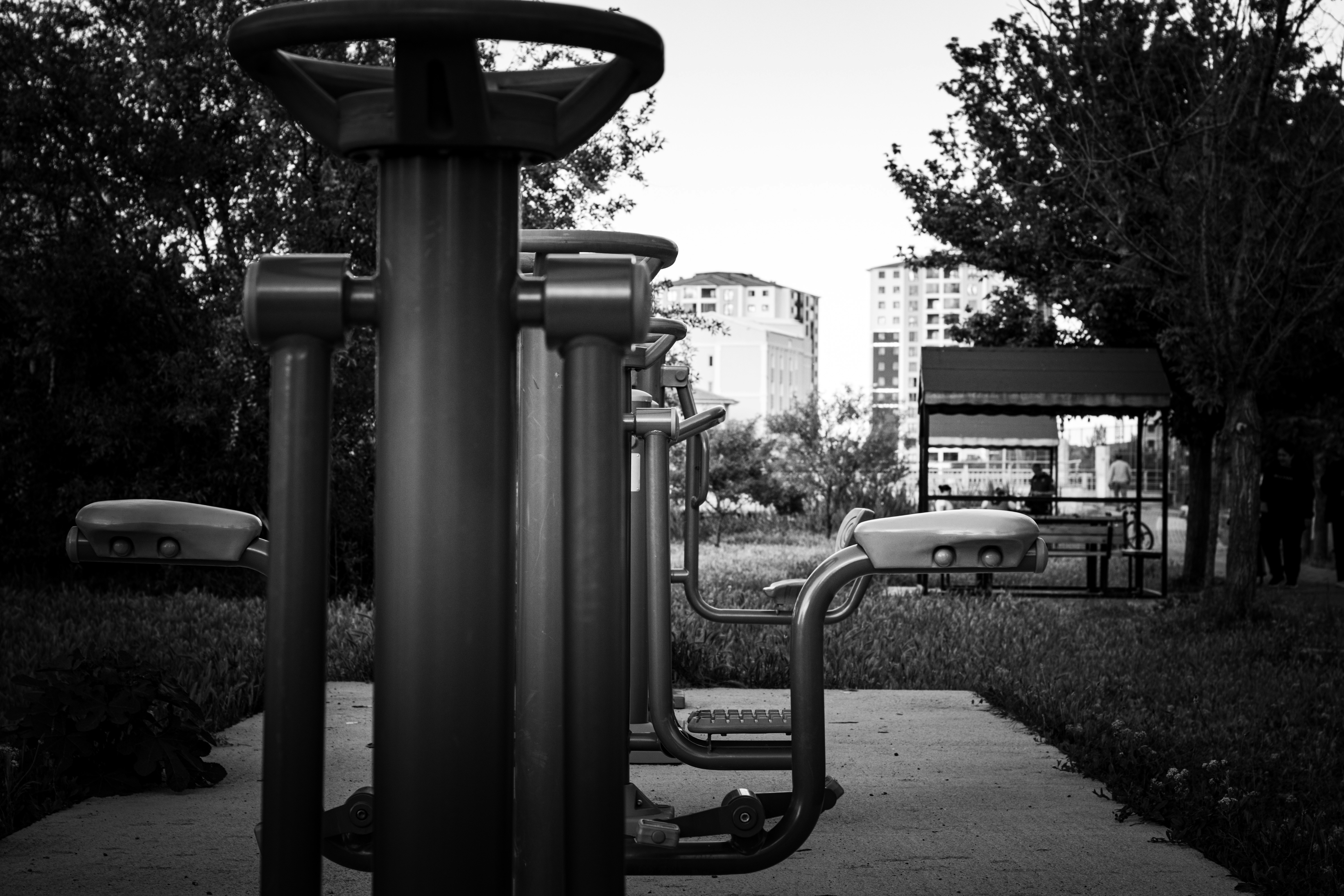 Industrial Gentlemen’s Gym: Monoliths of Metal in a Quiet Park