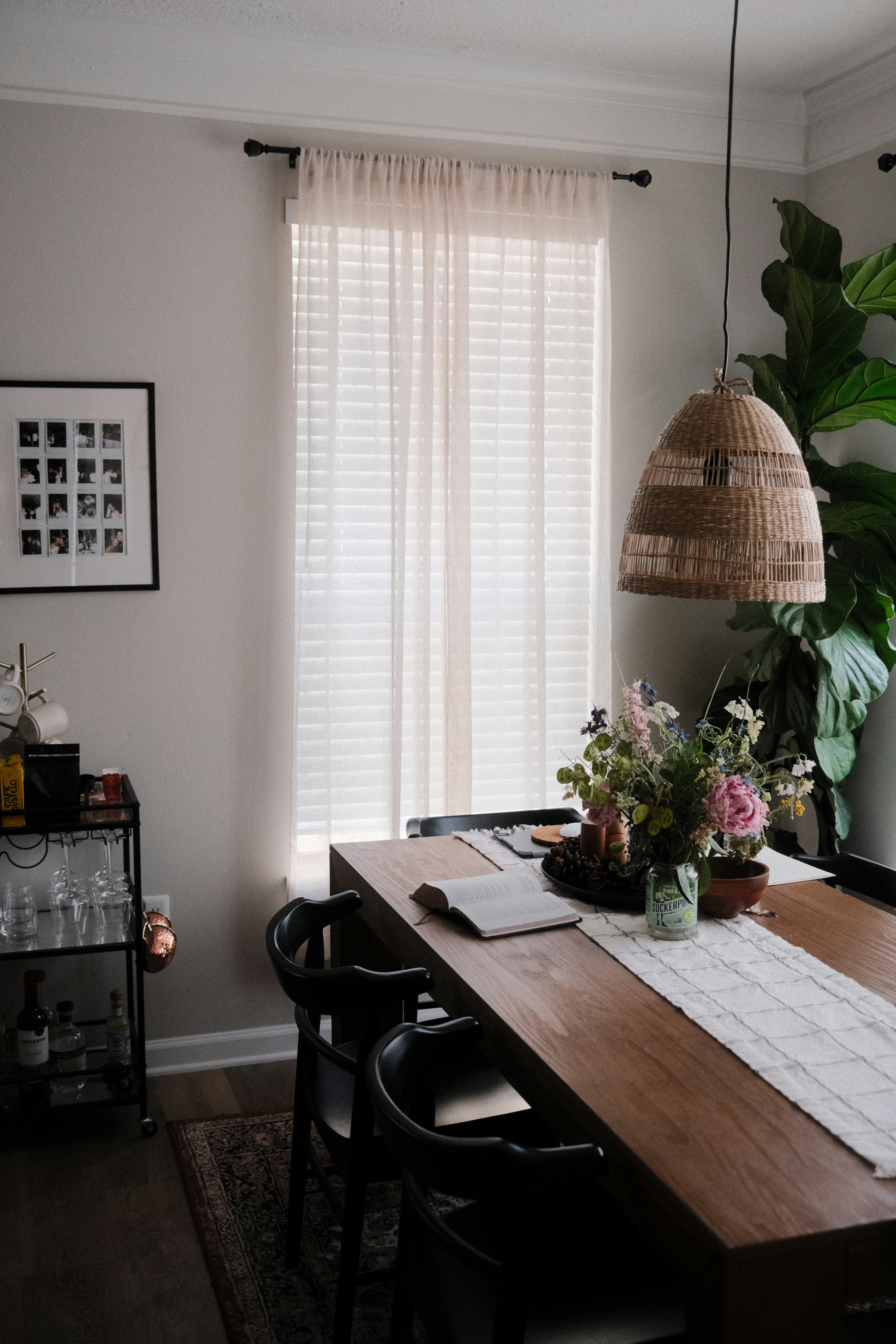 Sunlit Dining Nook with Flora and Framed Moments