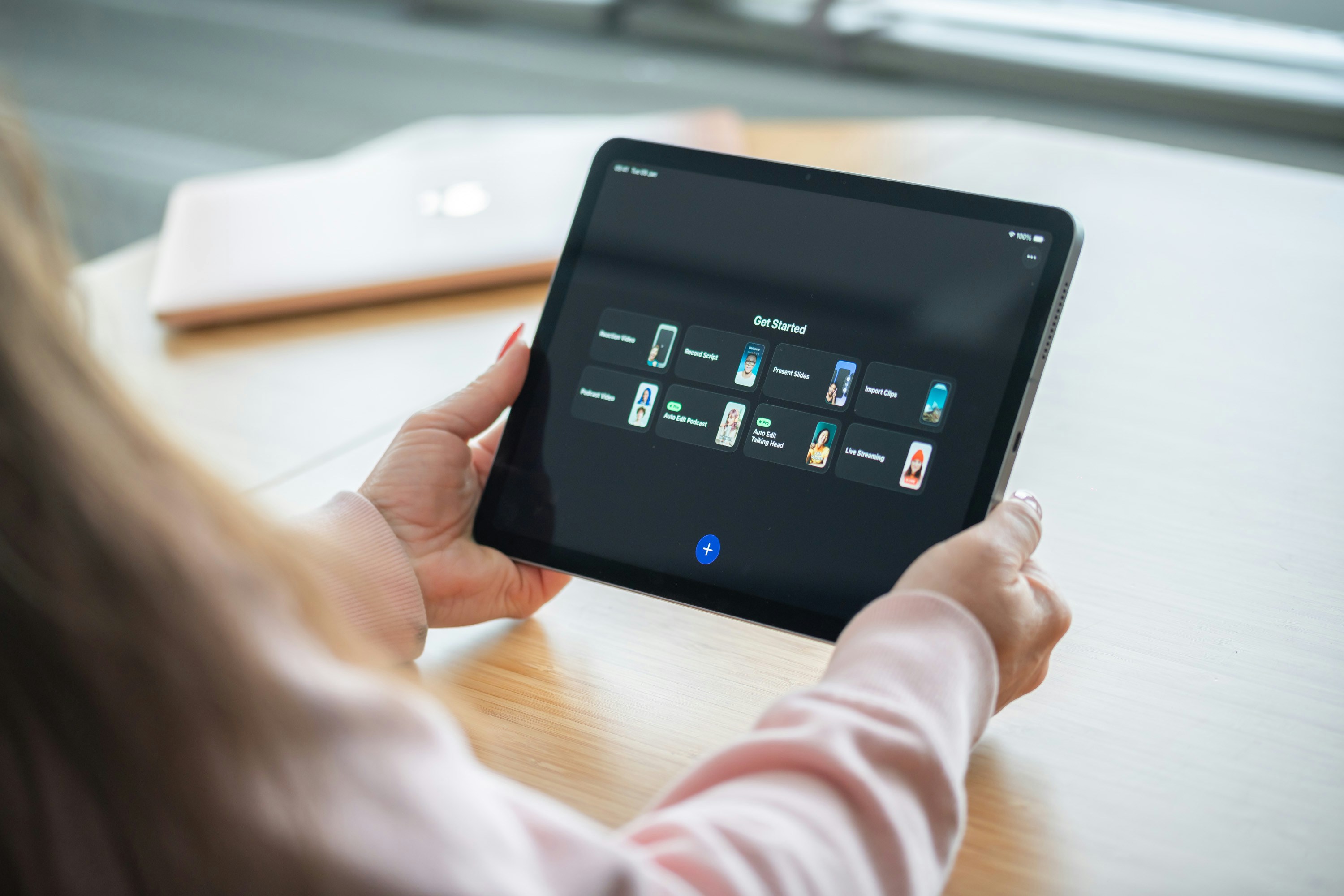 Shot in the Detail studio while editing a podcast. Detail makes it easy to record, edit, and share professional video podcasts — all in one app.