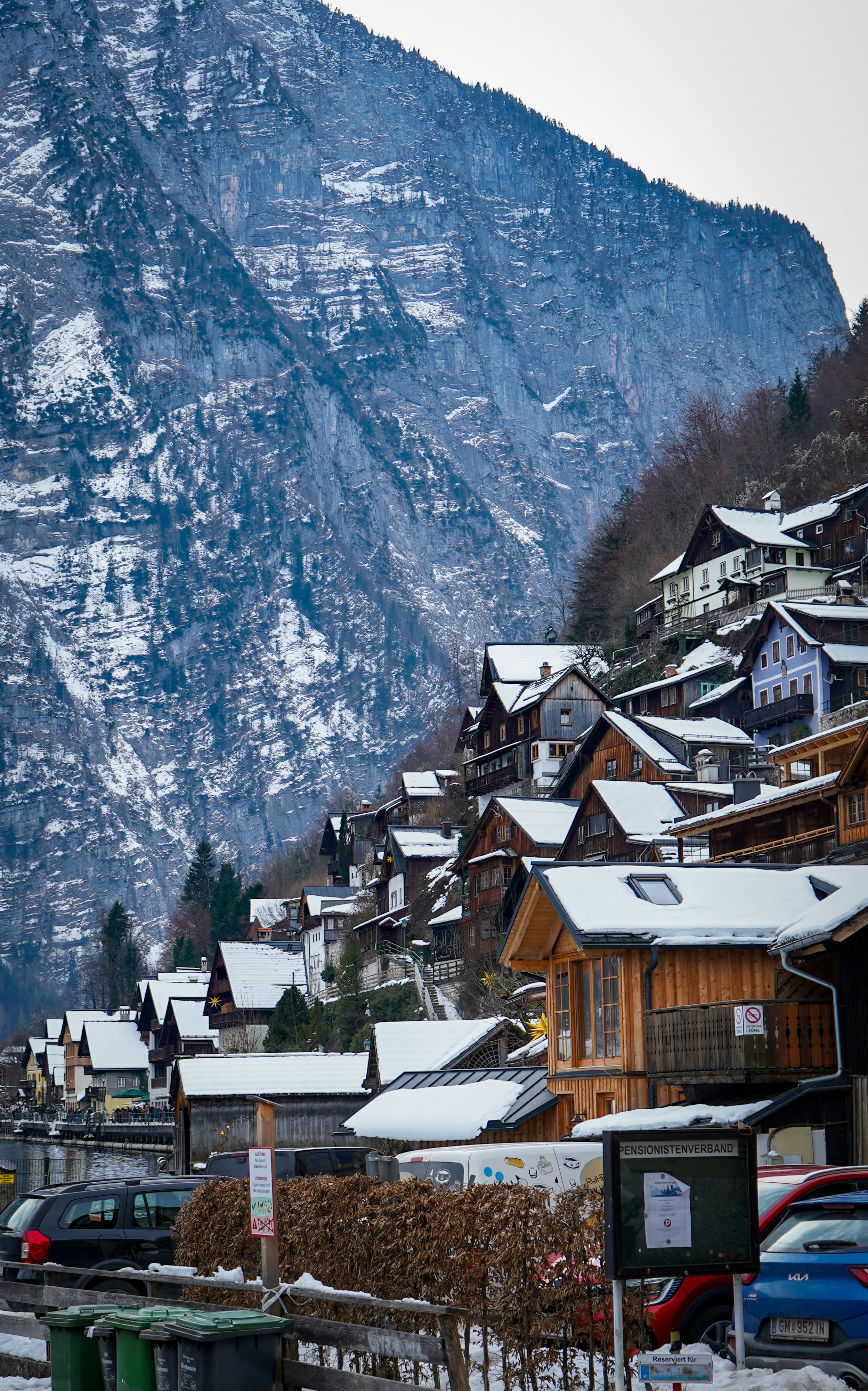Snow-Kissed Chalet Village Nestled at the Mountain’s Foot