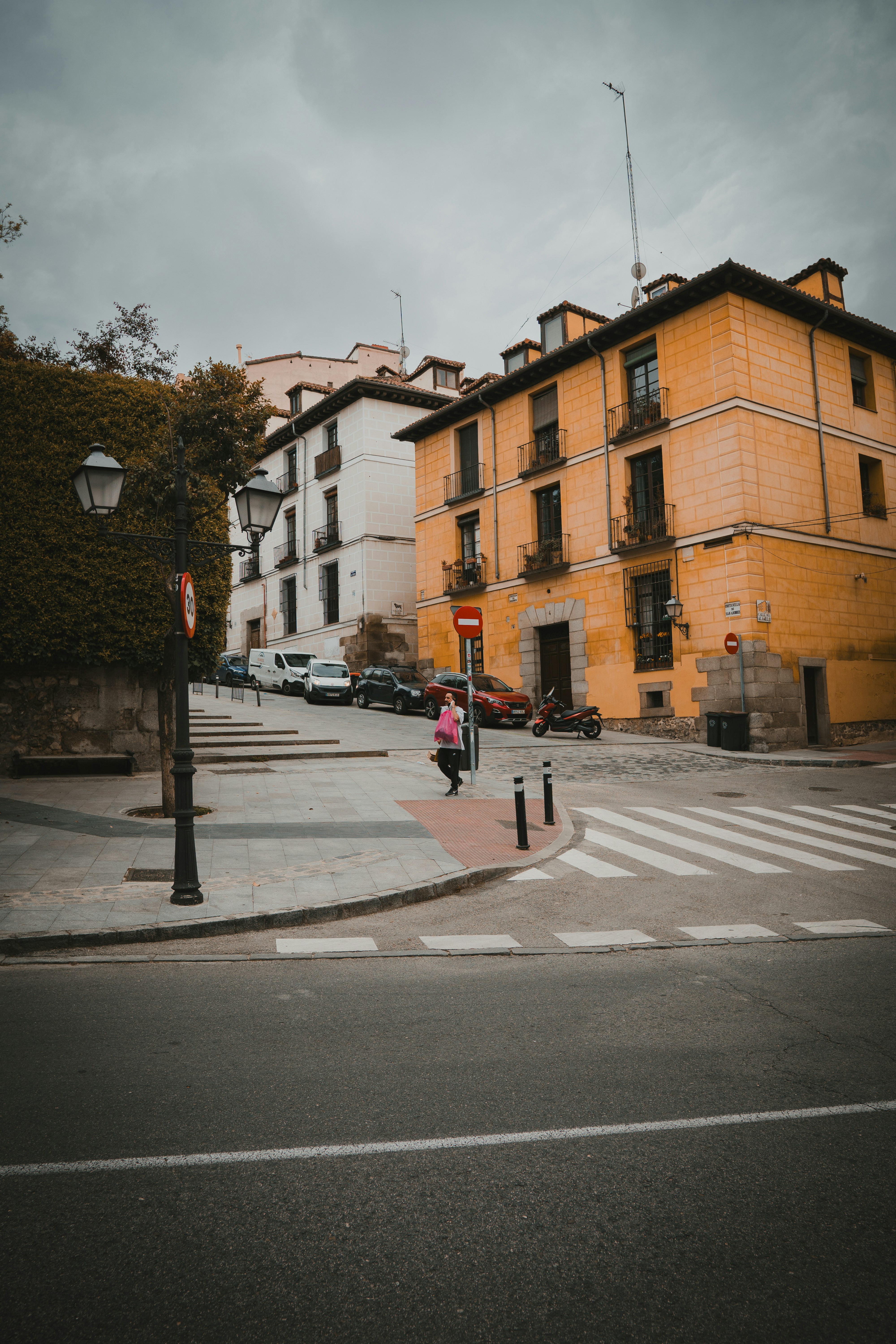 Pastel Streets of Madrid: A Quiet Corner by the Cornerstone Building
