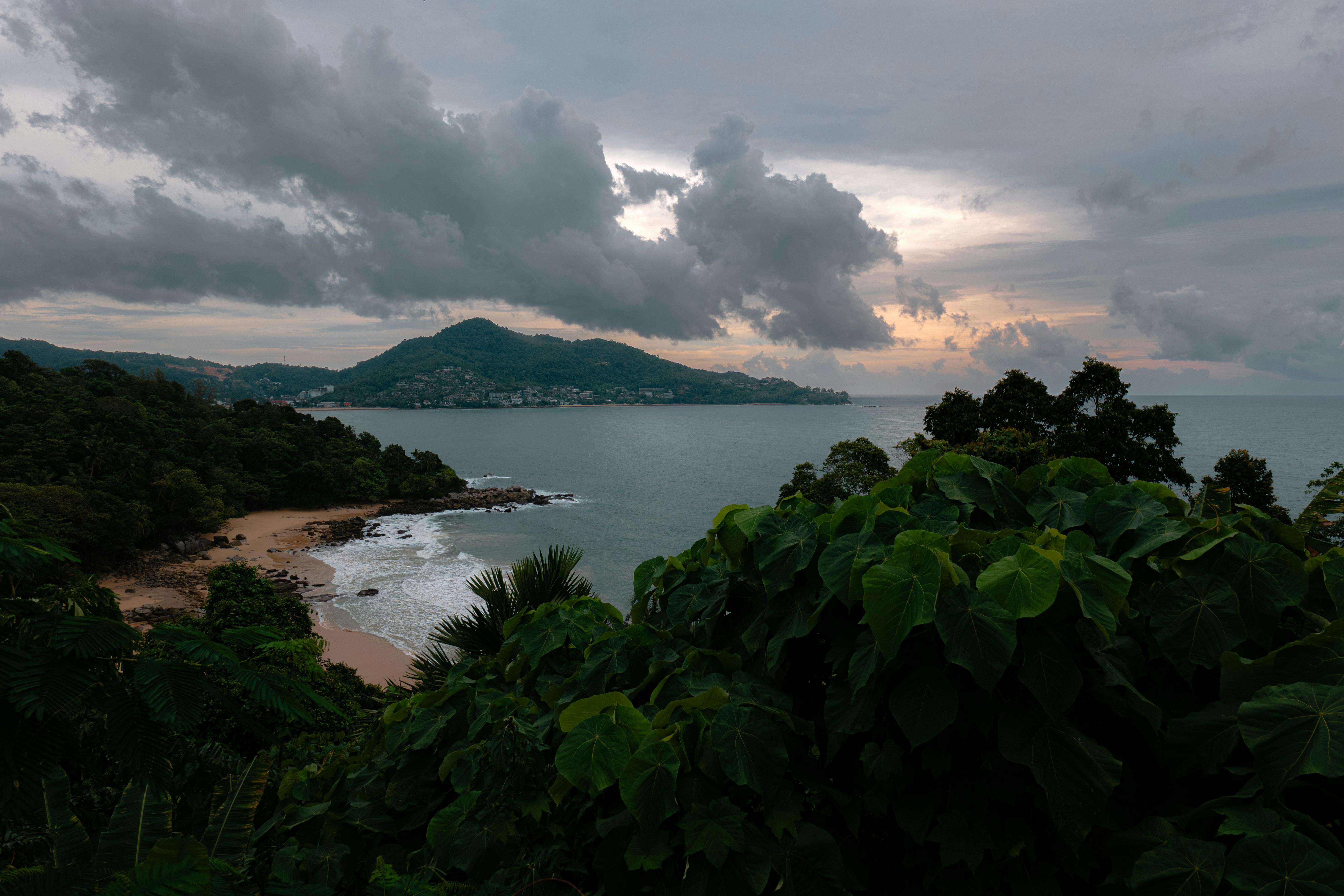 Moody Sunset Over Tropical Ocean Bay