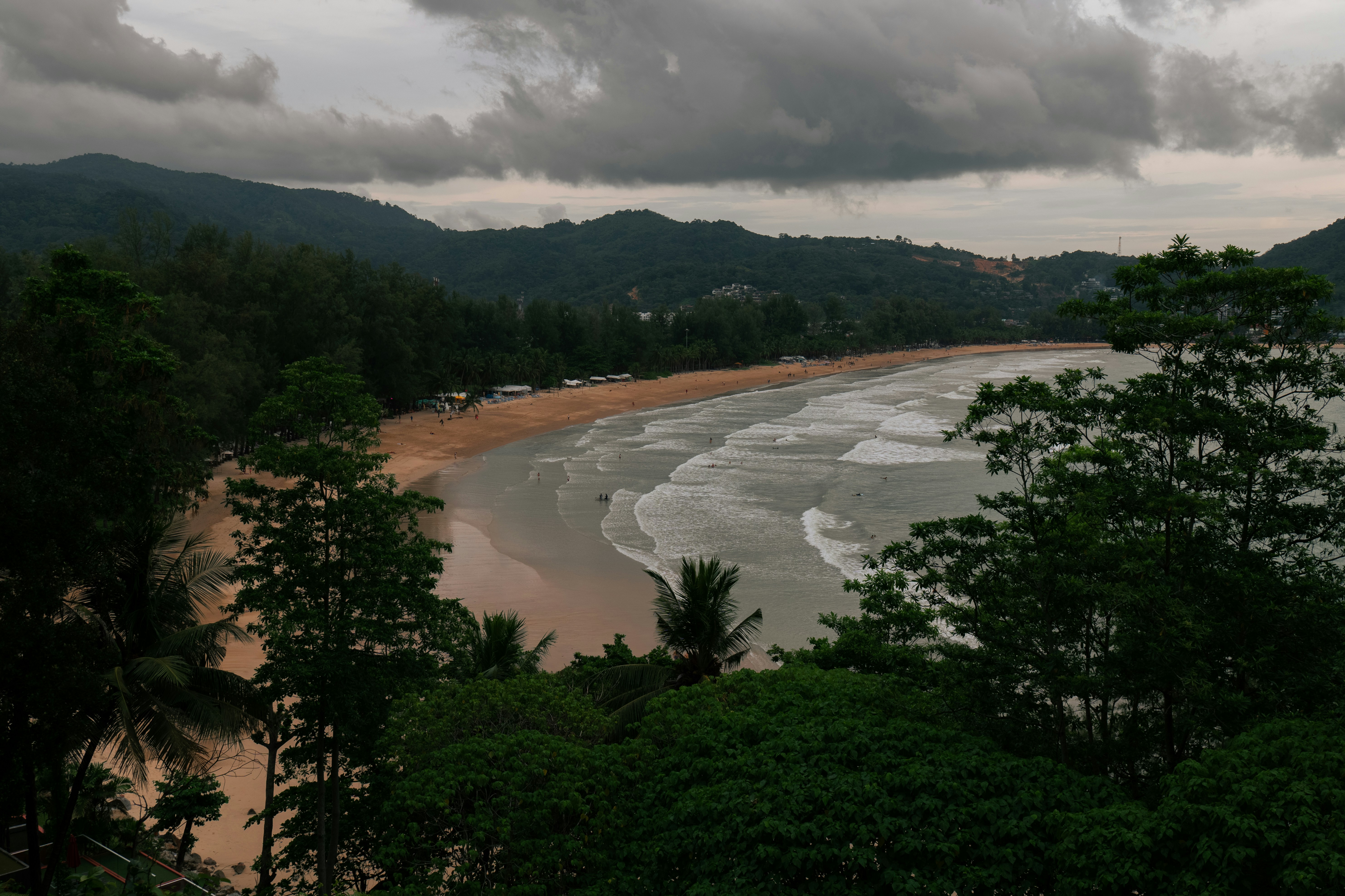 Overcast Horizon View of Coastal Sand Beach
