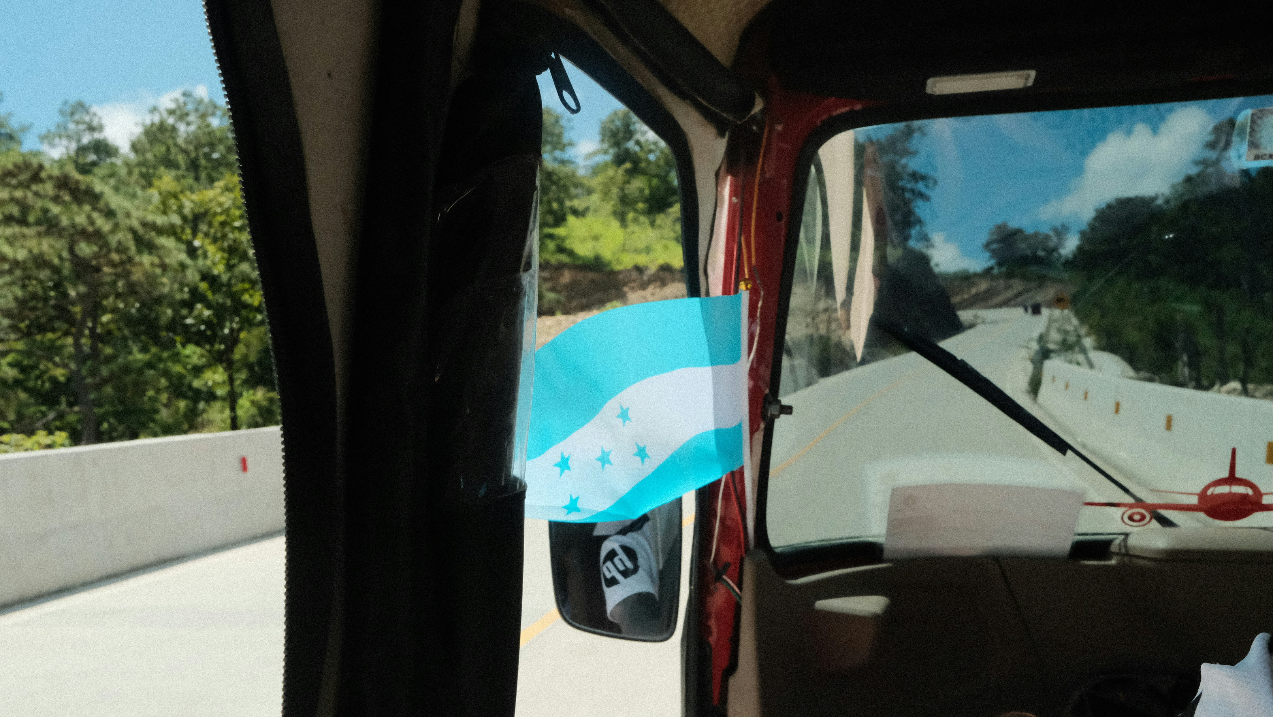 Flag in the windshield: a glimpse of the road ahead