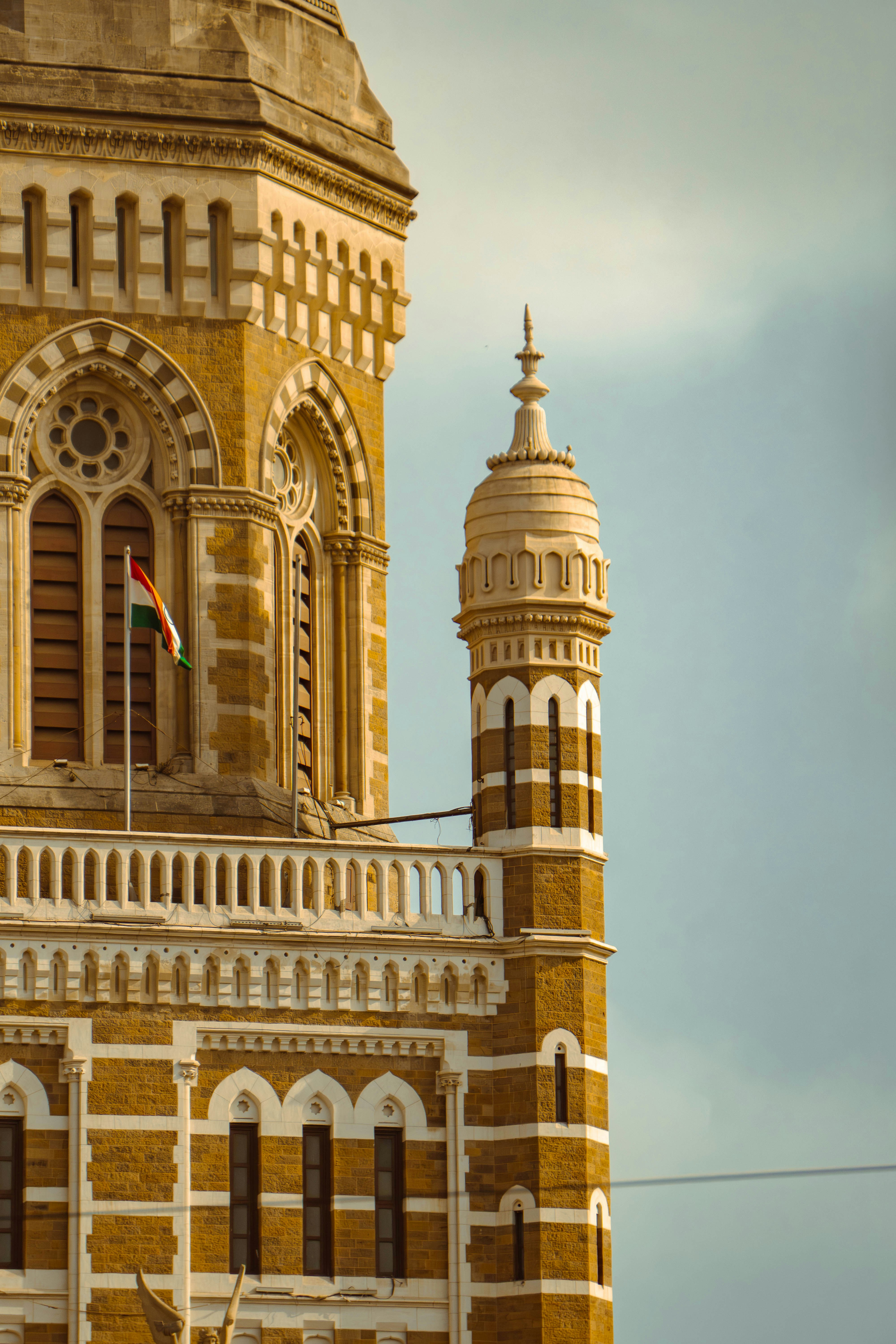 Golden Temple Façade: Caravan Architecture in Warm Light