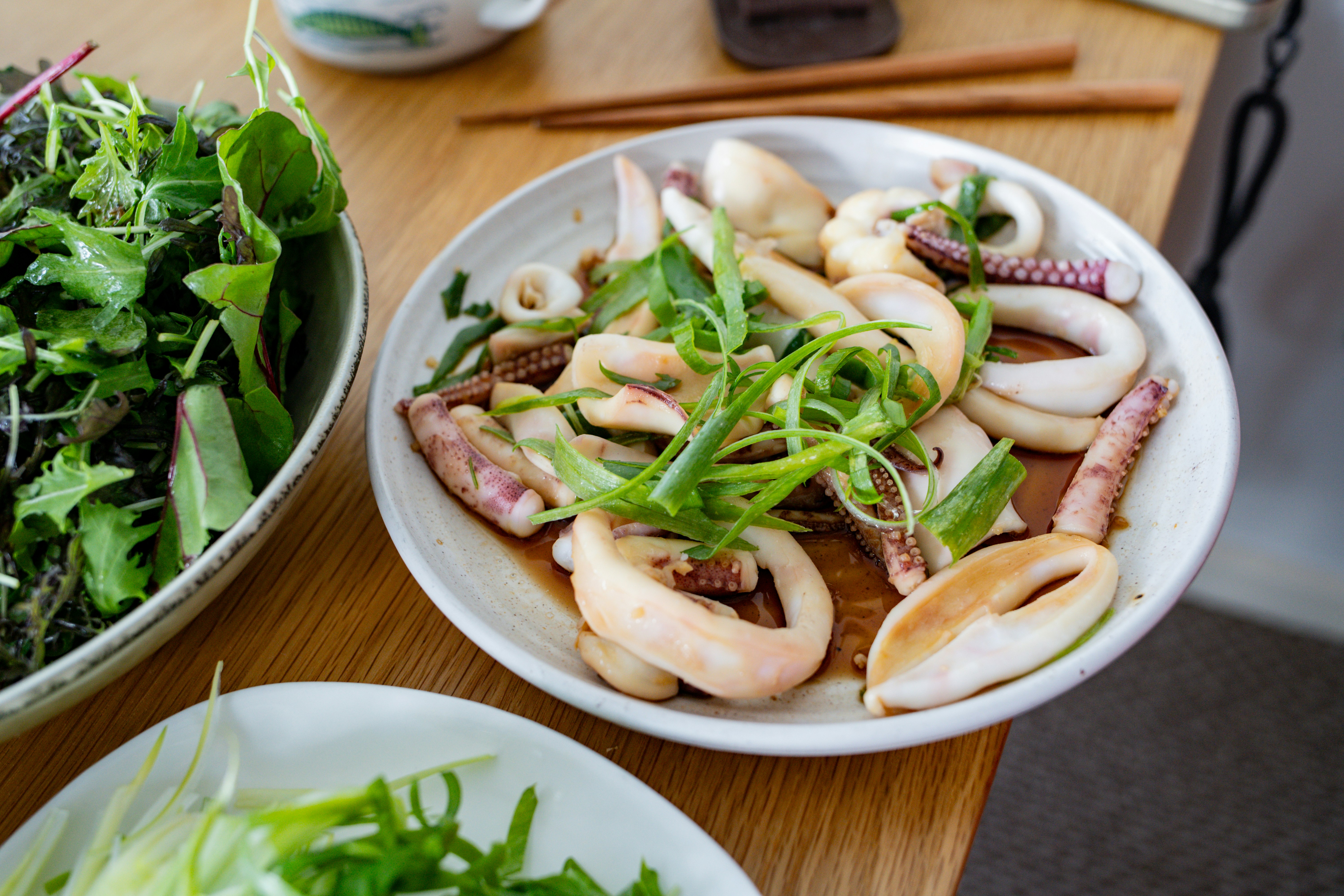 Seafood Medley on a Wooden Table