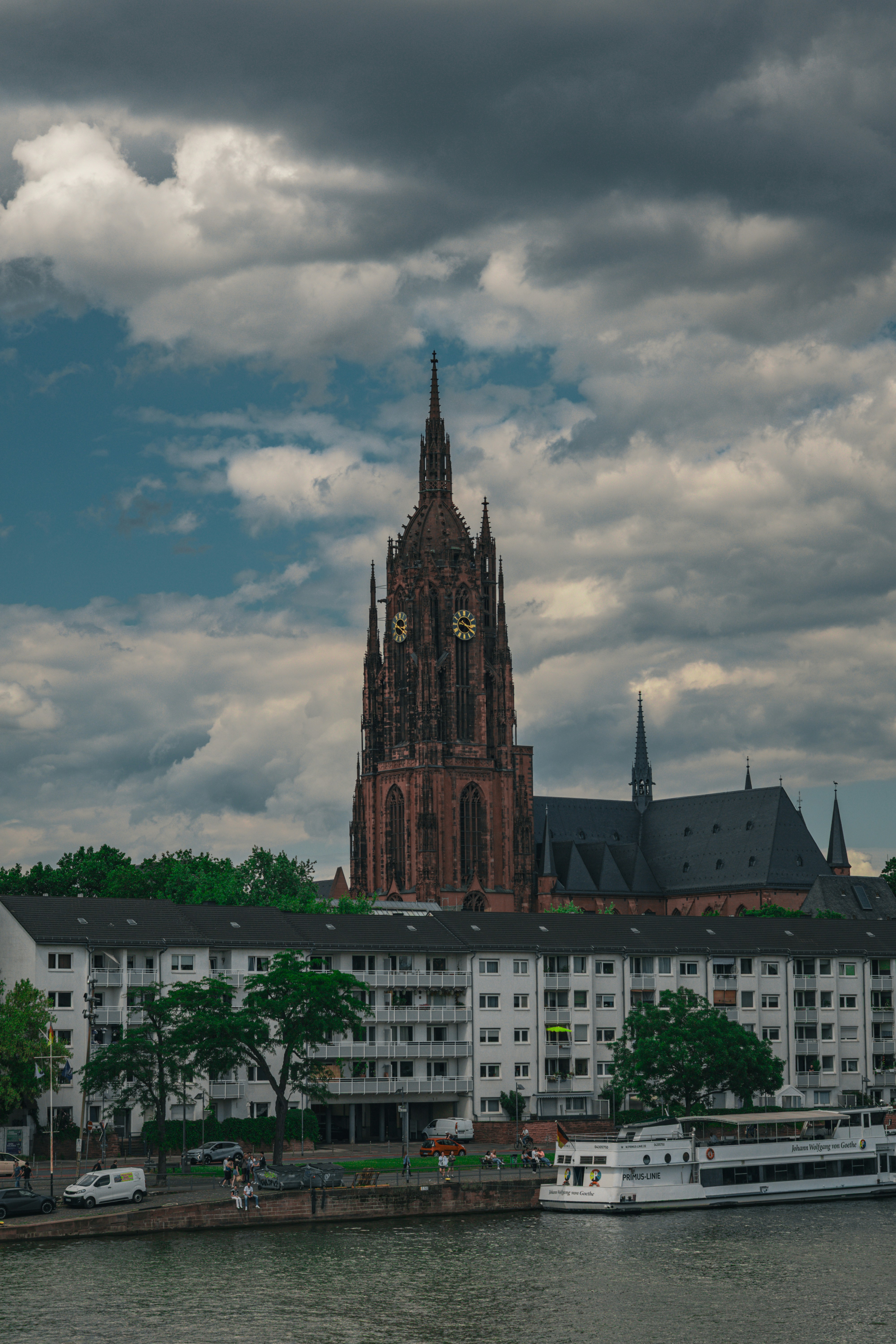 Gothic Spire Over Riverside Blocks