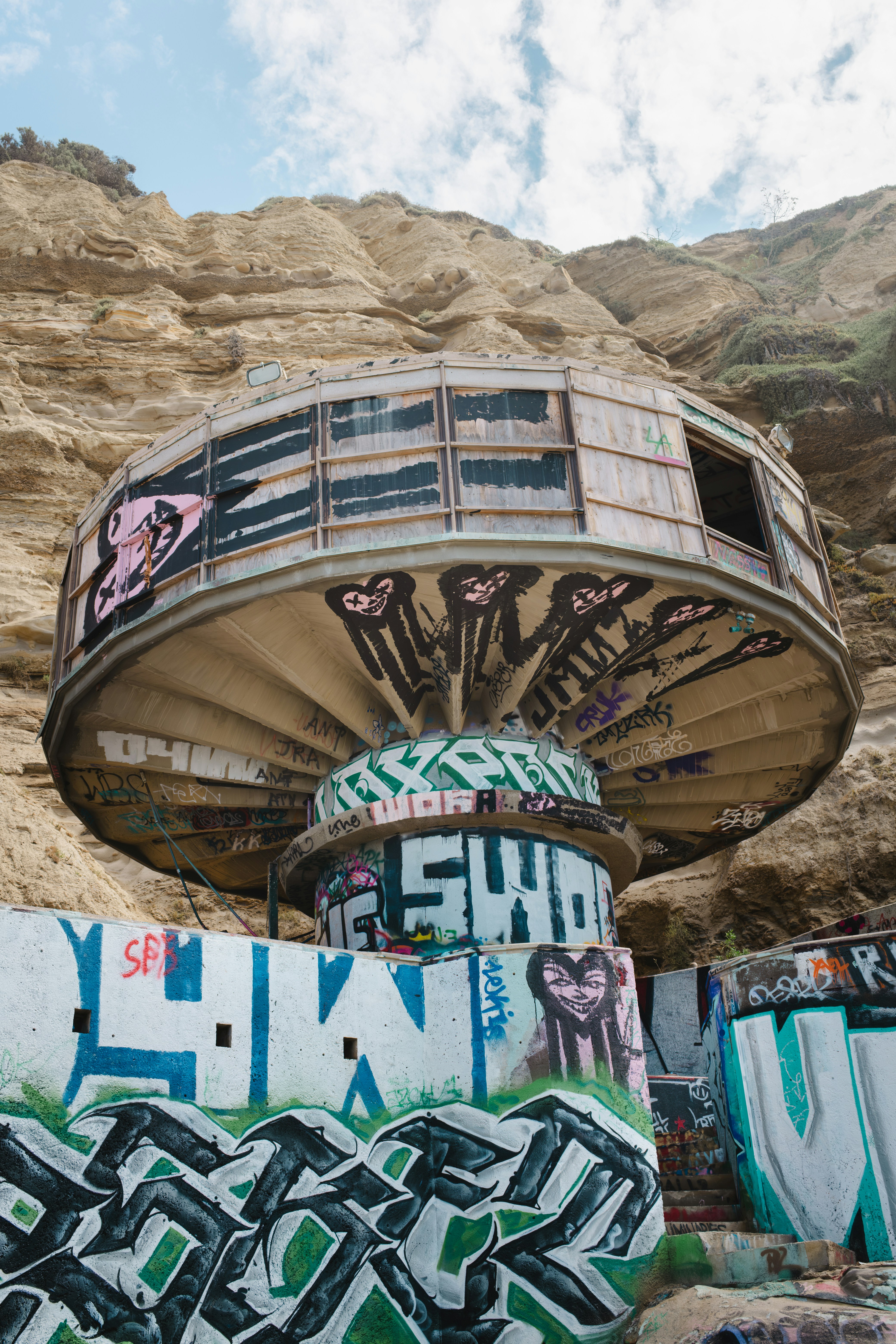 Graffitied UFO: A Desert Roundabout of Concrete and Color