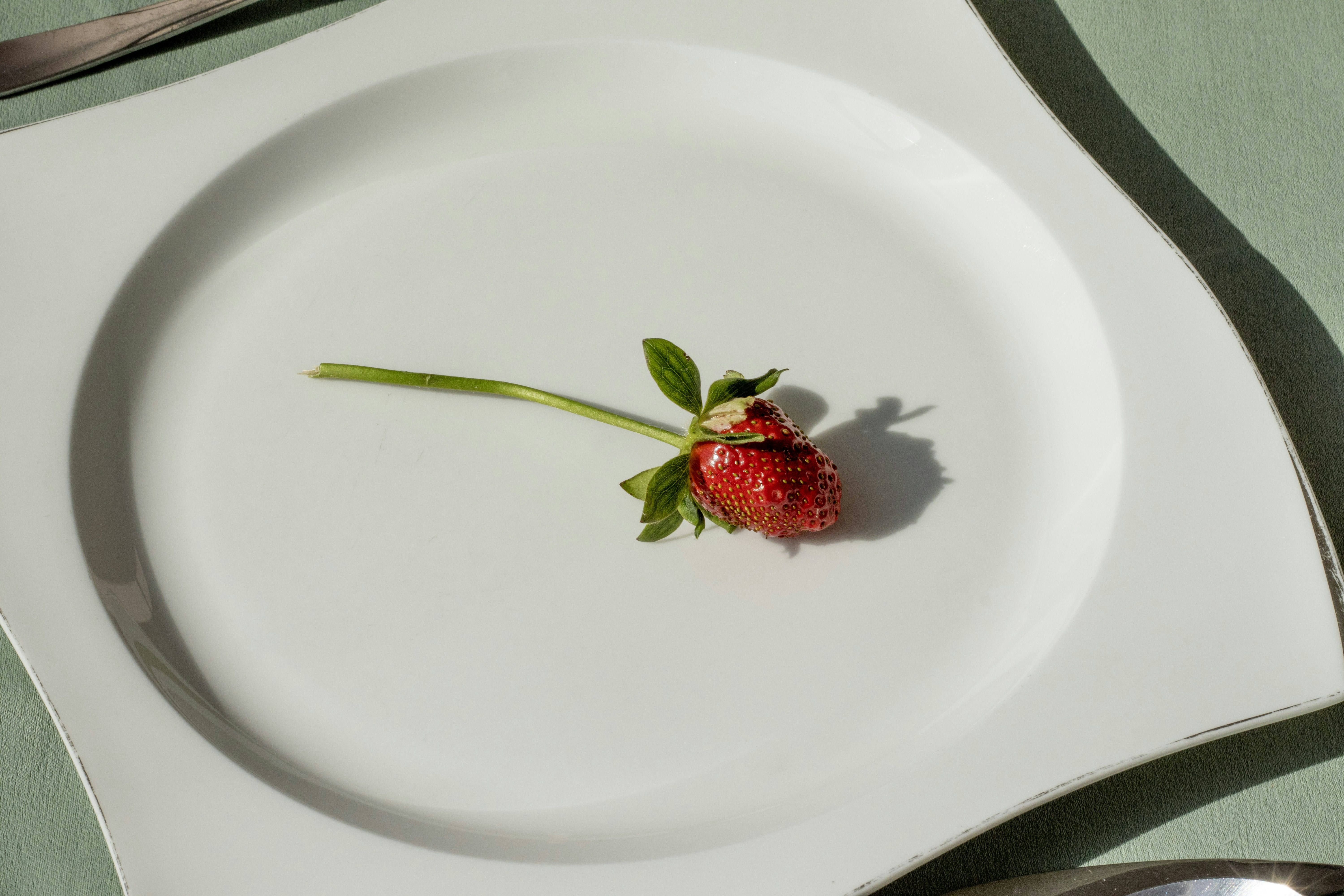Single Strawberry on a Minimal Plate Resting in Quiet Sun
