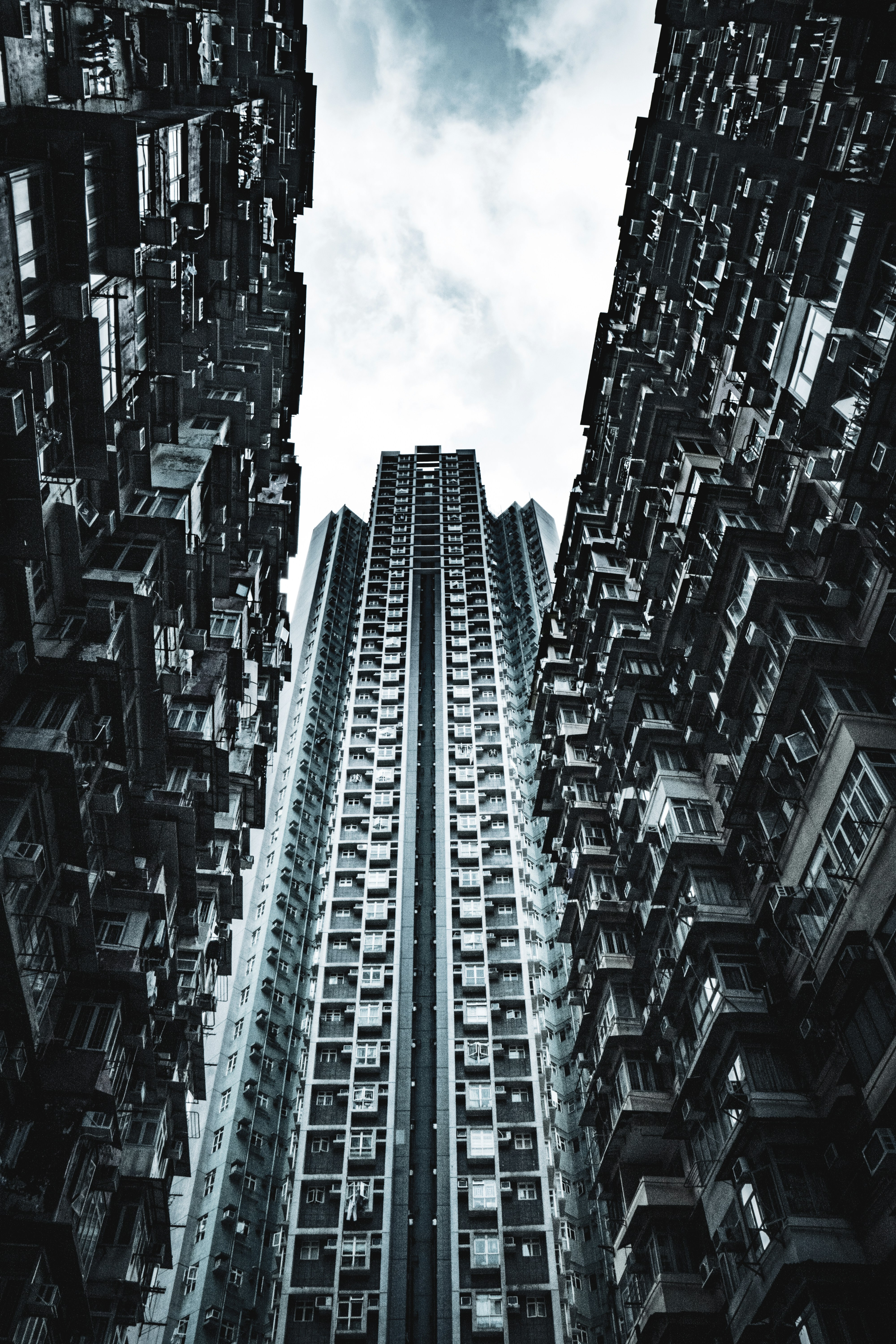 Canyon of Glass and Steel: A Skyward Gap Between Towers